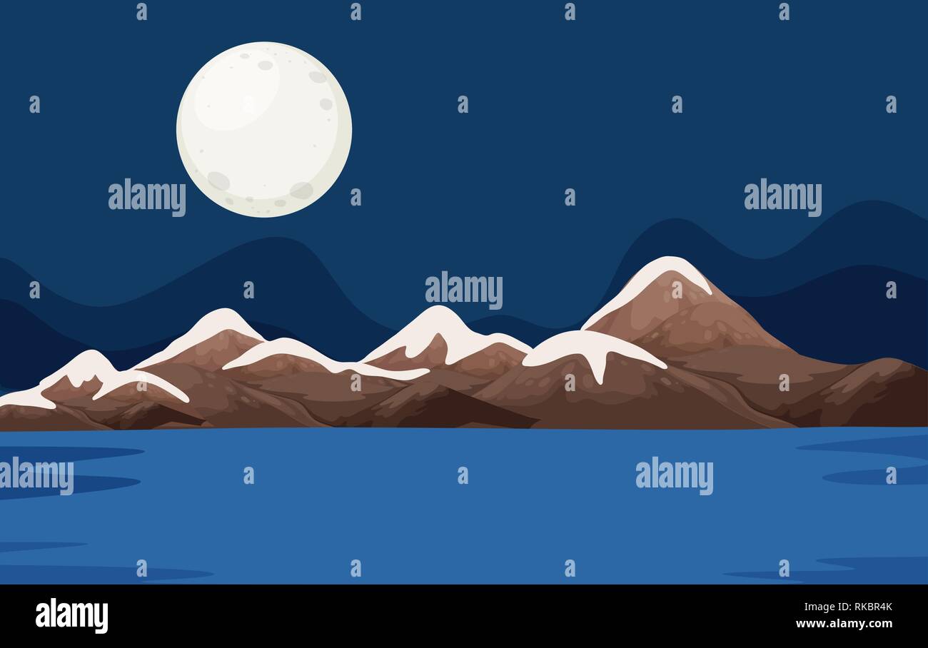 A night ocean scene illustration Stock Vector Image & Art - Alamy