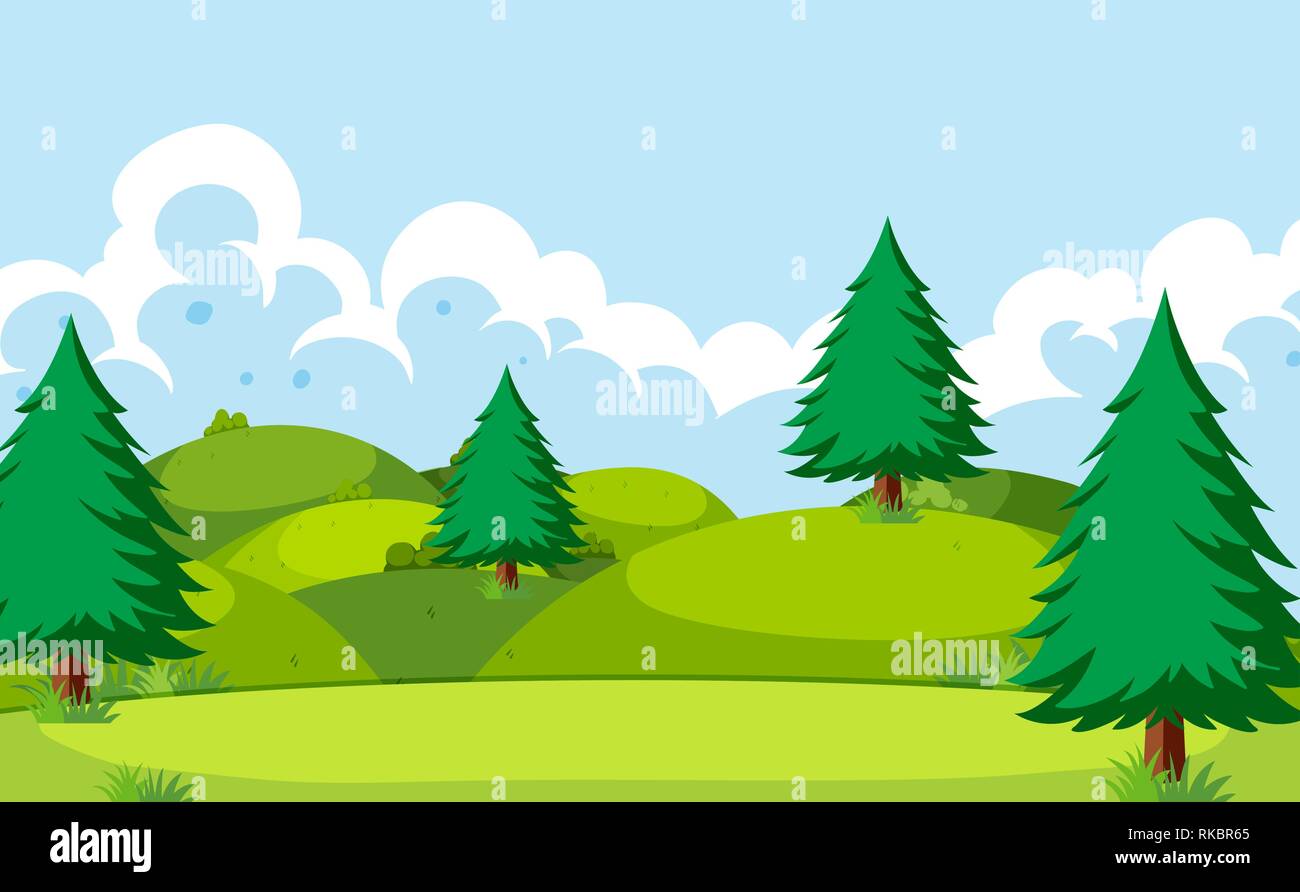 A nature hill landscape illustration Stock Vector Image & Art - Alamy