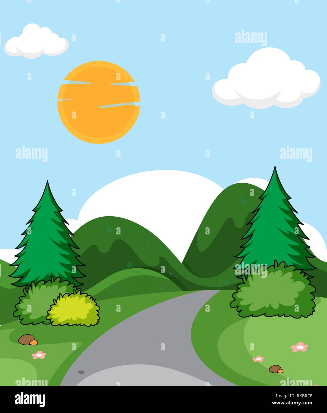 A flat nature landscape illustration Stock Vector Image & Art - Alamy