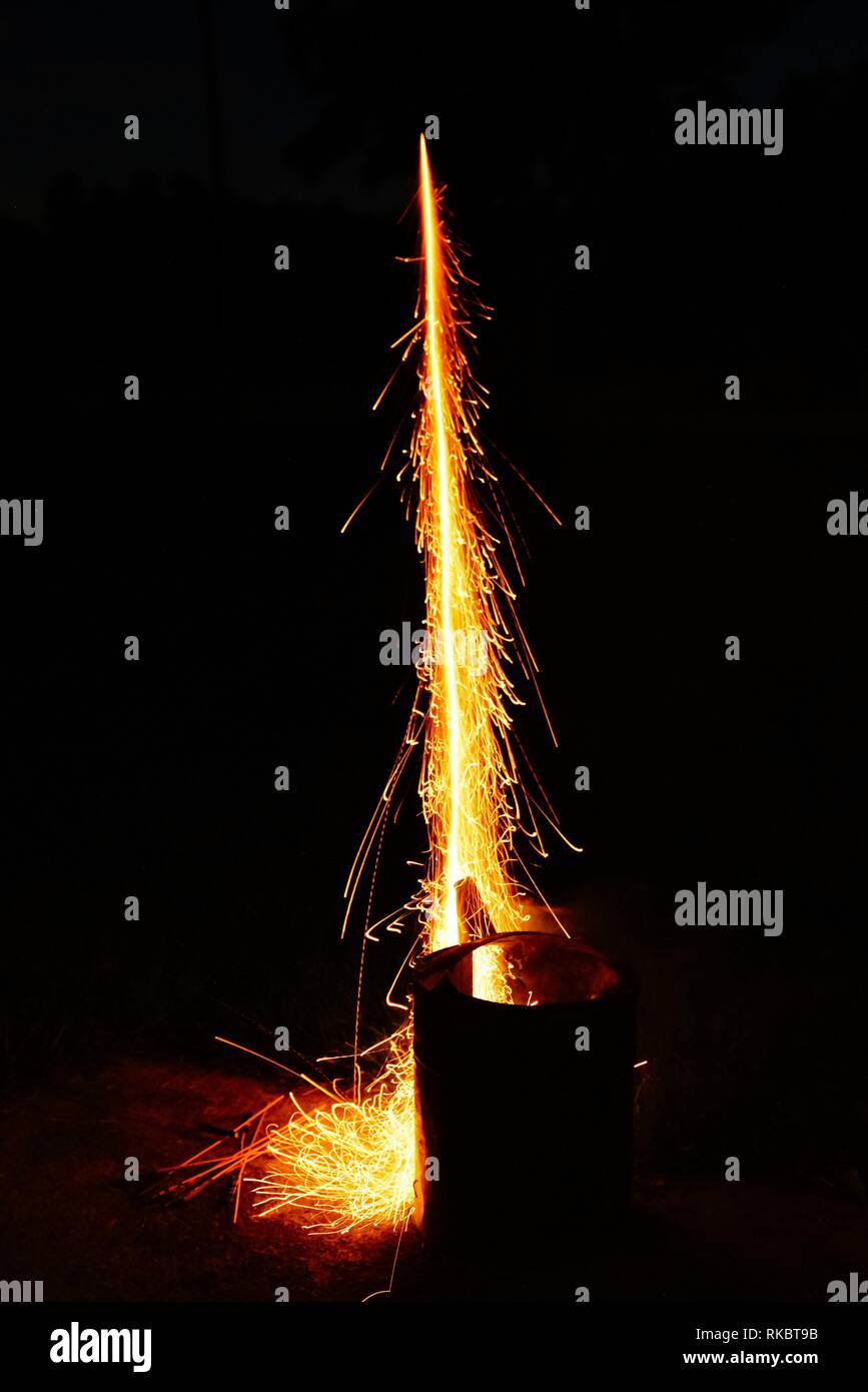 Bottle Rocket Firework Launching