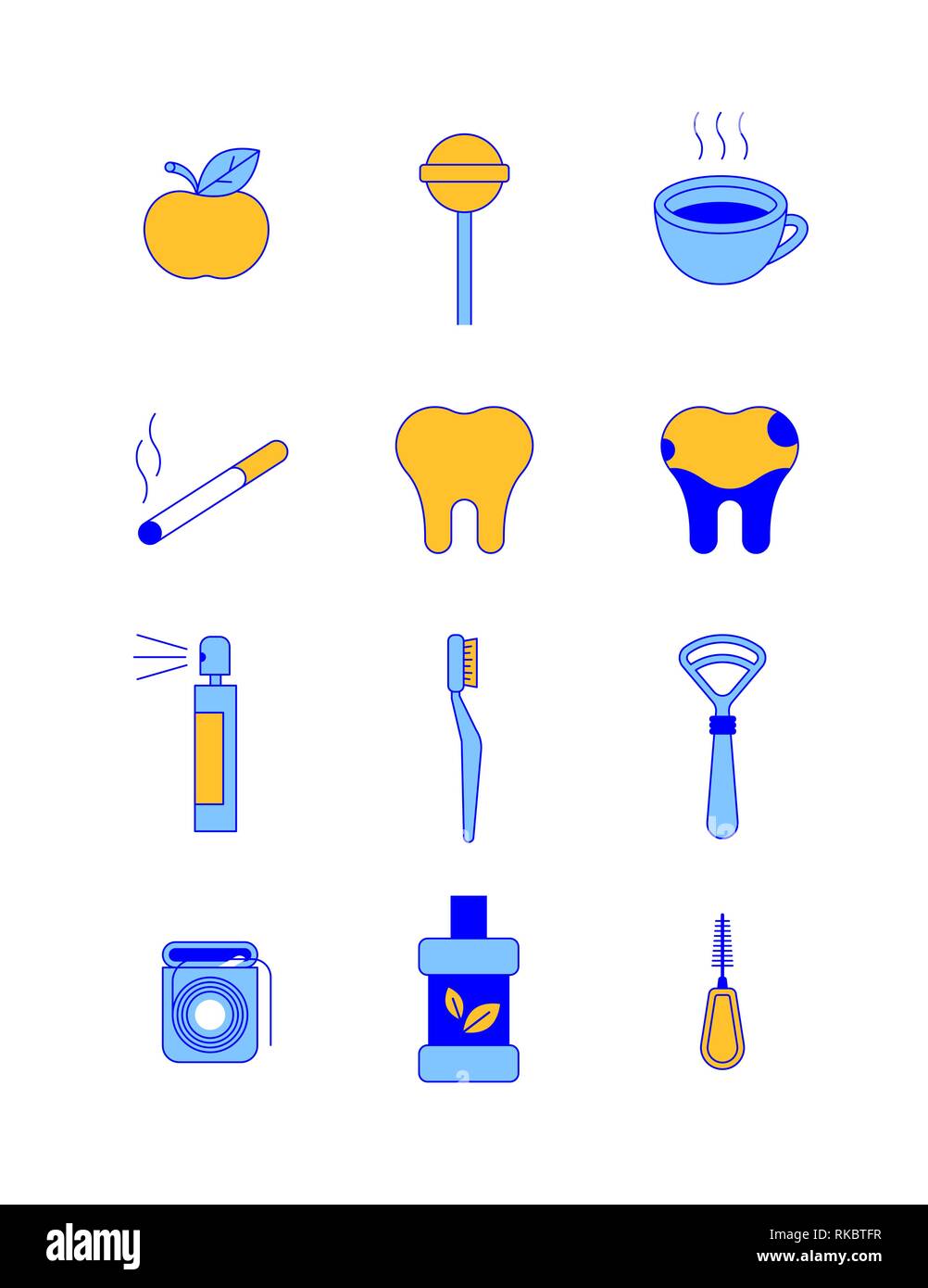 Dentistry icons. Thin line vector signs of what causes general dental ...
