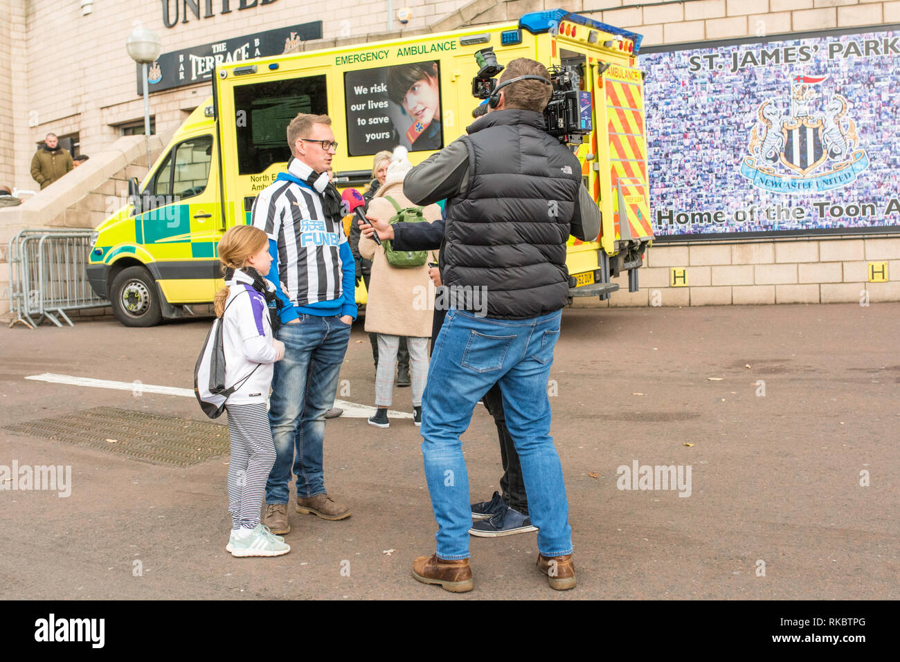 Newcastle United football supporters outside St James' Park, Newcastle ...
