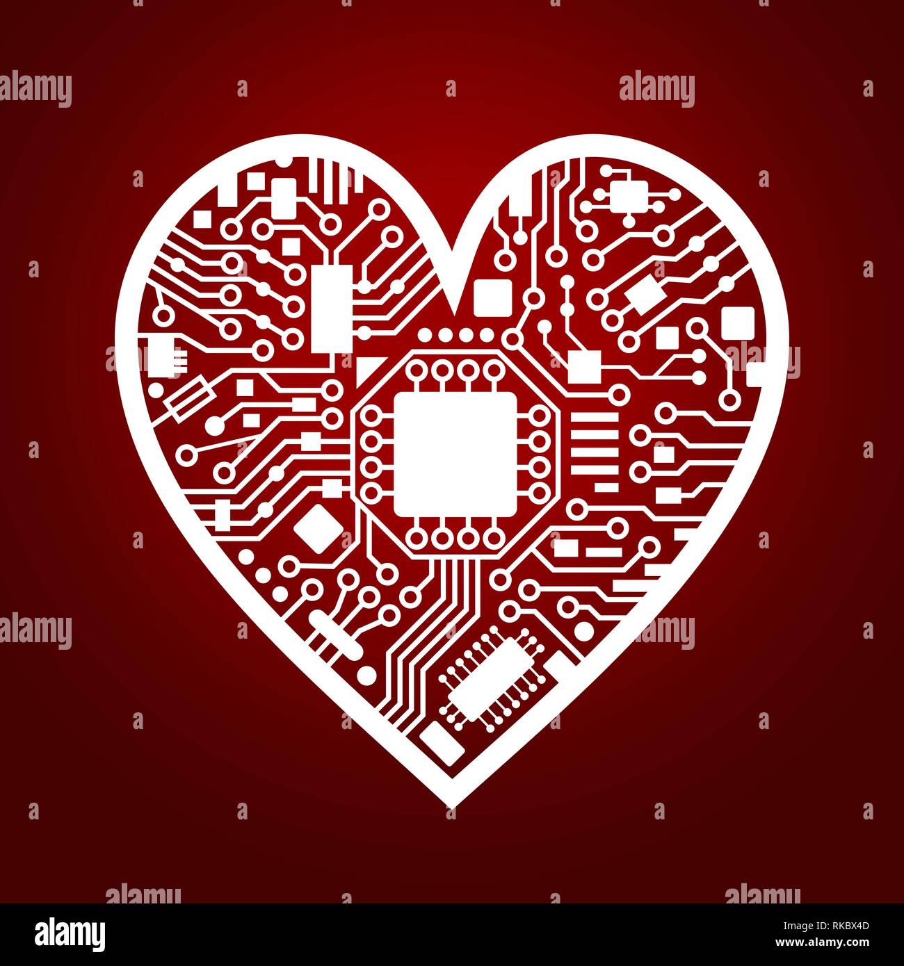 Valentines day red background with cyber heart Stock Vector Image & Art ...