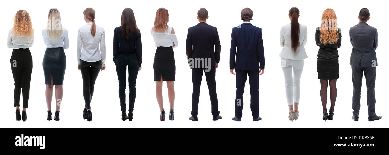 rear view. business team looking forward. isolated on white background ...