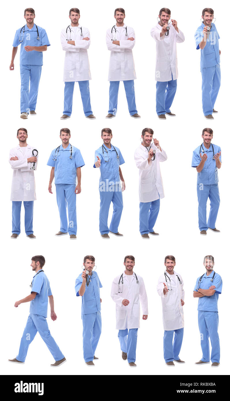 Collection of full length portraits of medical people. isolated on ...