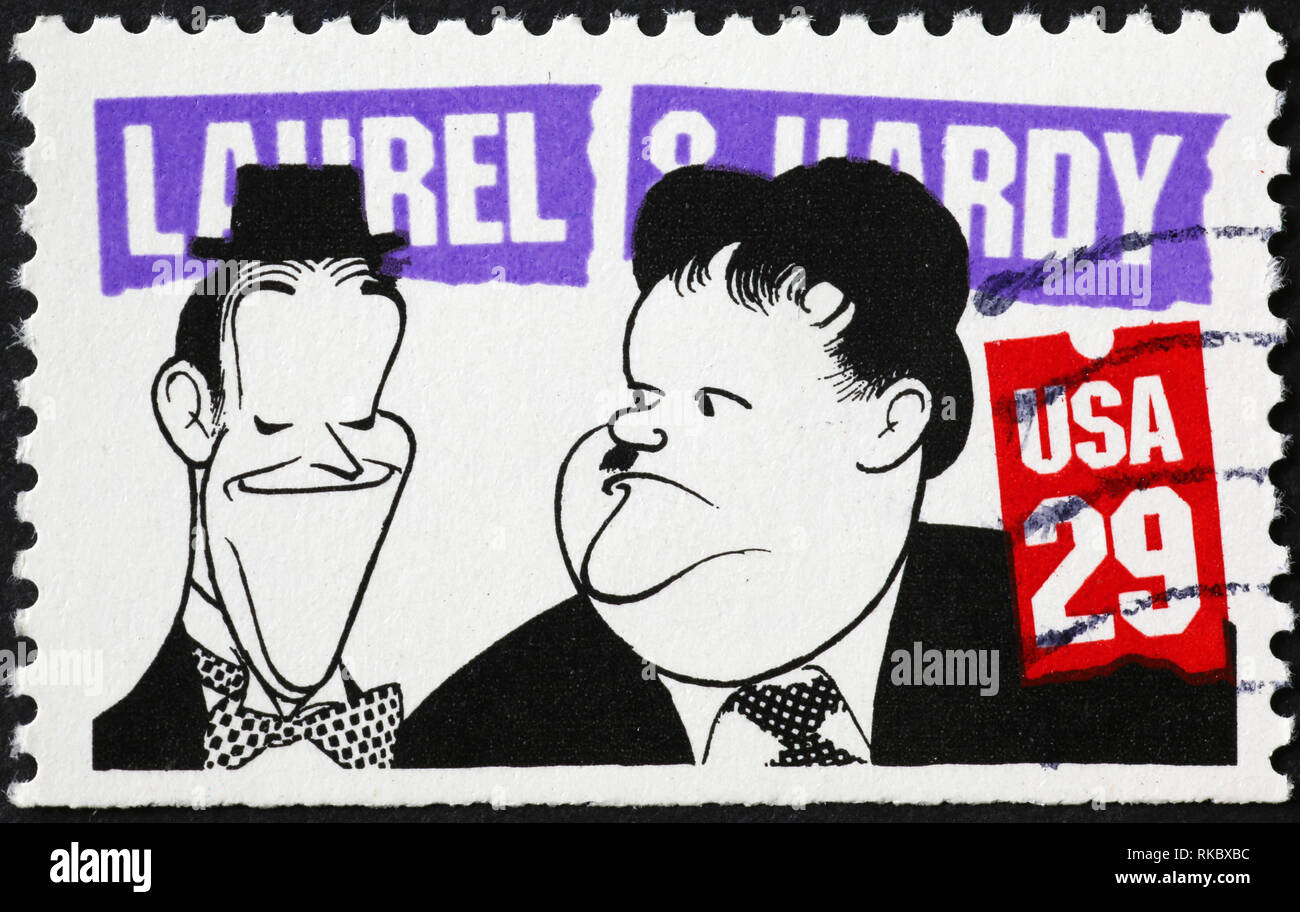 Stan Laurel and Oliver Hardy on american stamp Stock Photo - Alamy