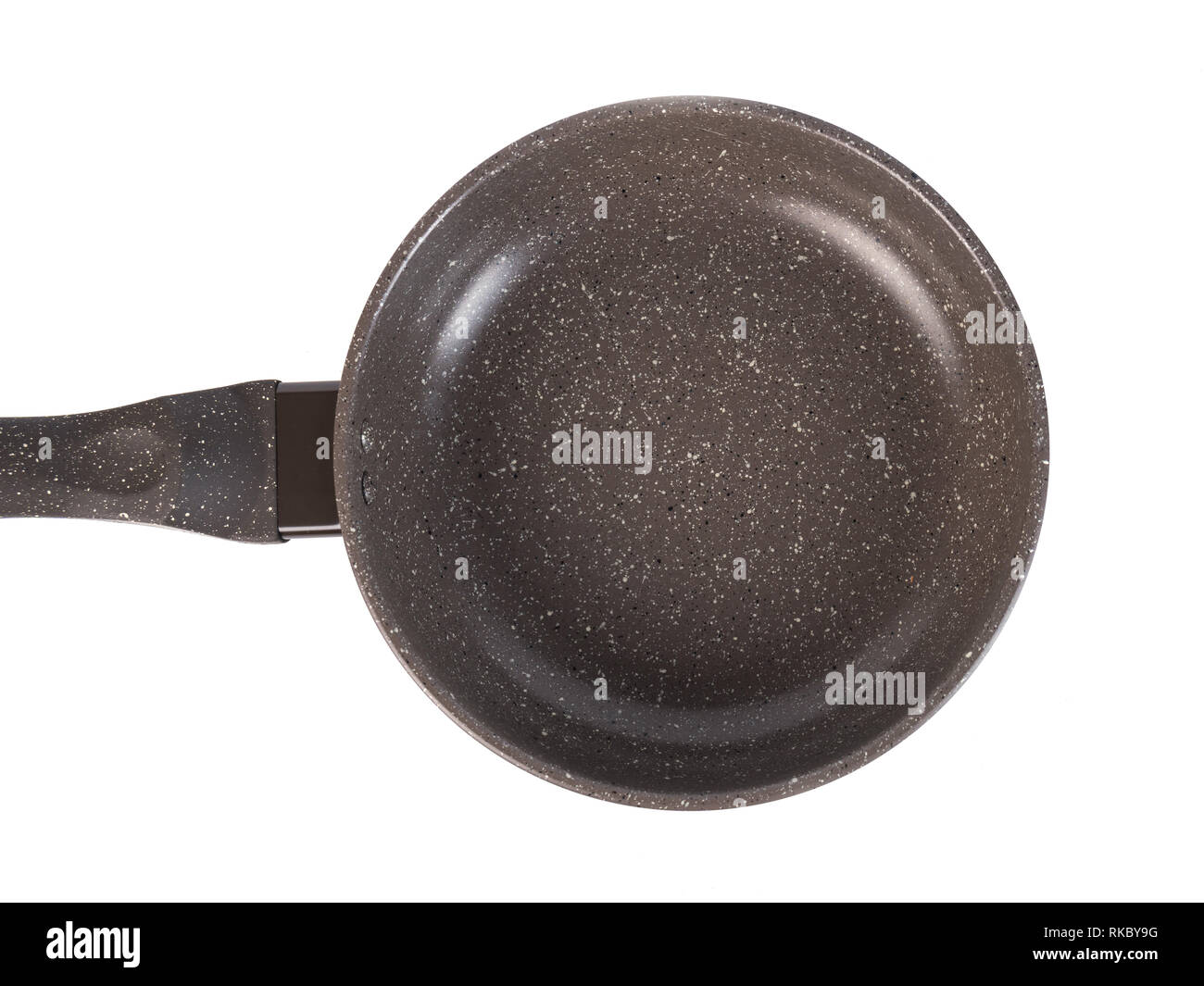 Top view of new empty frying pan isolated on white Stock Photo - Alamy