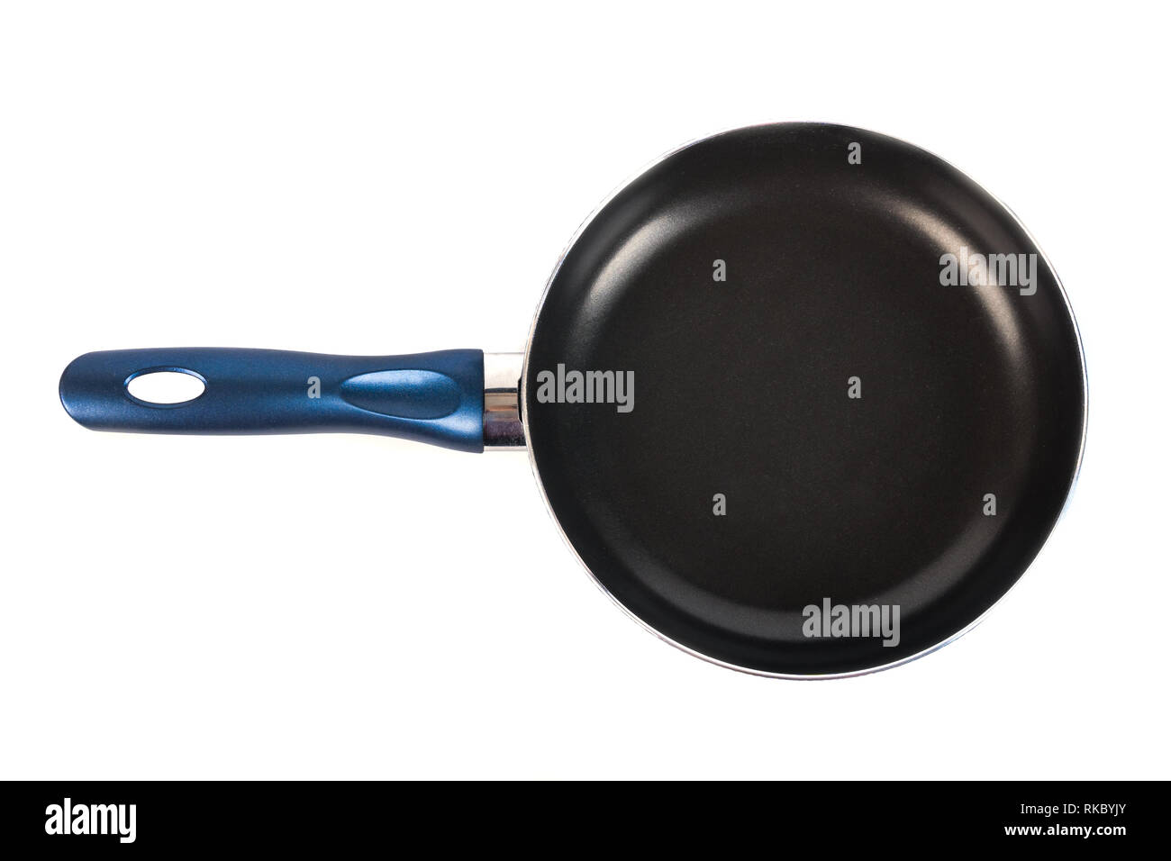Top view of new empty frying pan isolated on white Stock Photo - Alamy