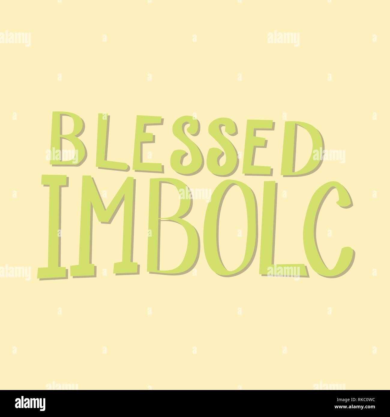 blessed imbolc - light green vector lettering for greeting card Stock ...