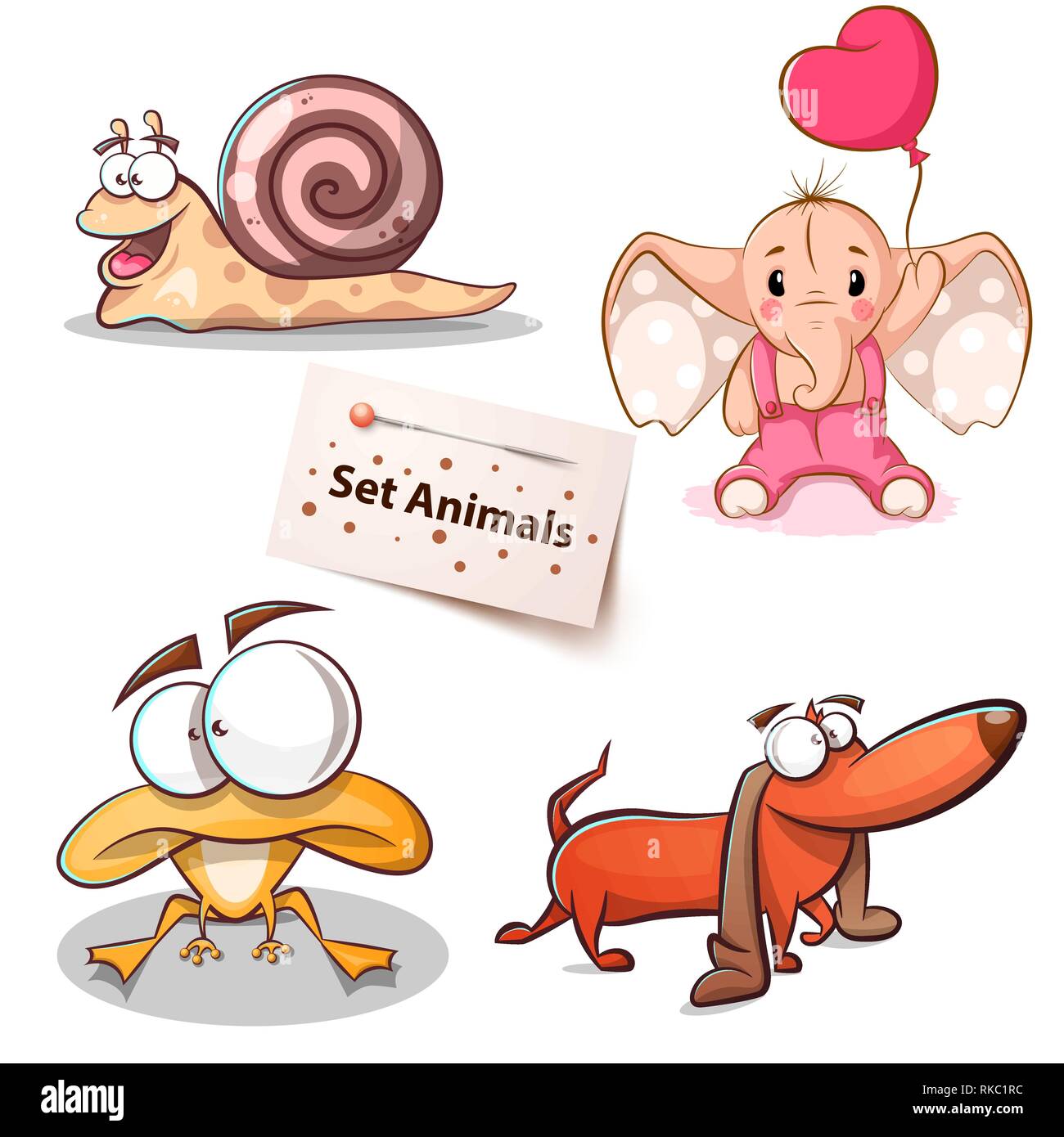 Snail, elephant, frog, dog - set animals Stock Vector Image & Art - Alamy