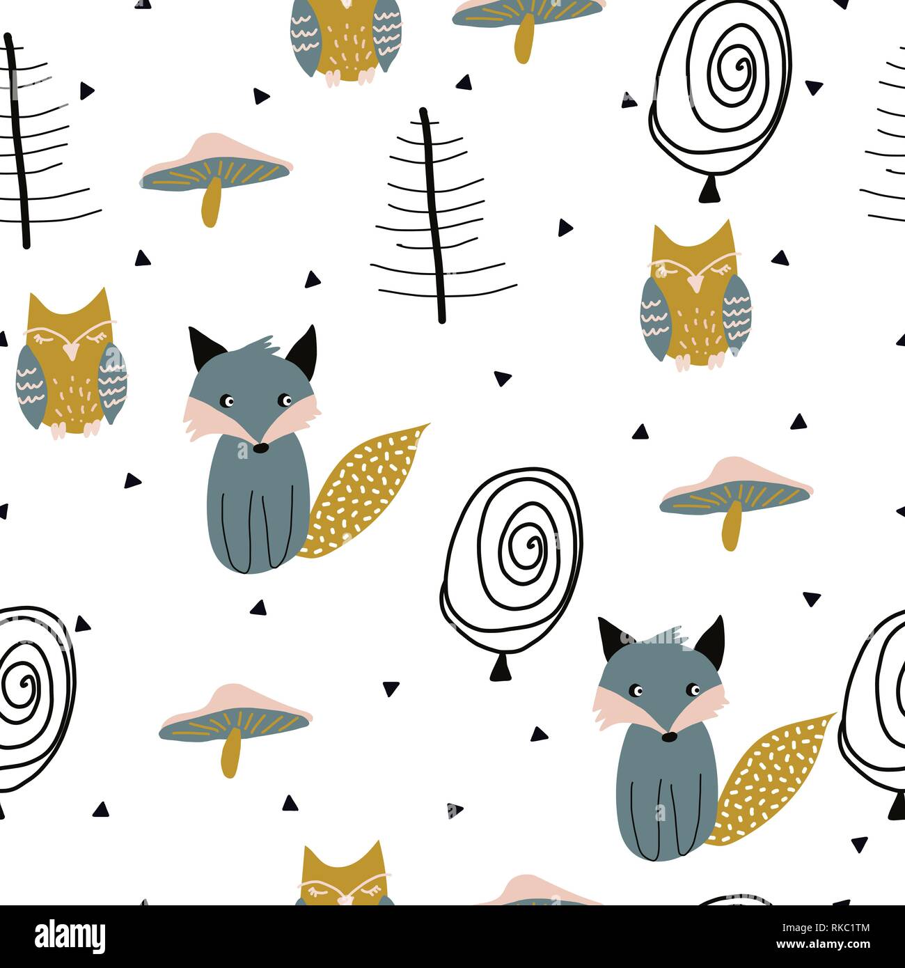 Scandinavian woodland seamless pattern Stock Vector Image & Art - Alamy