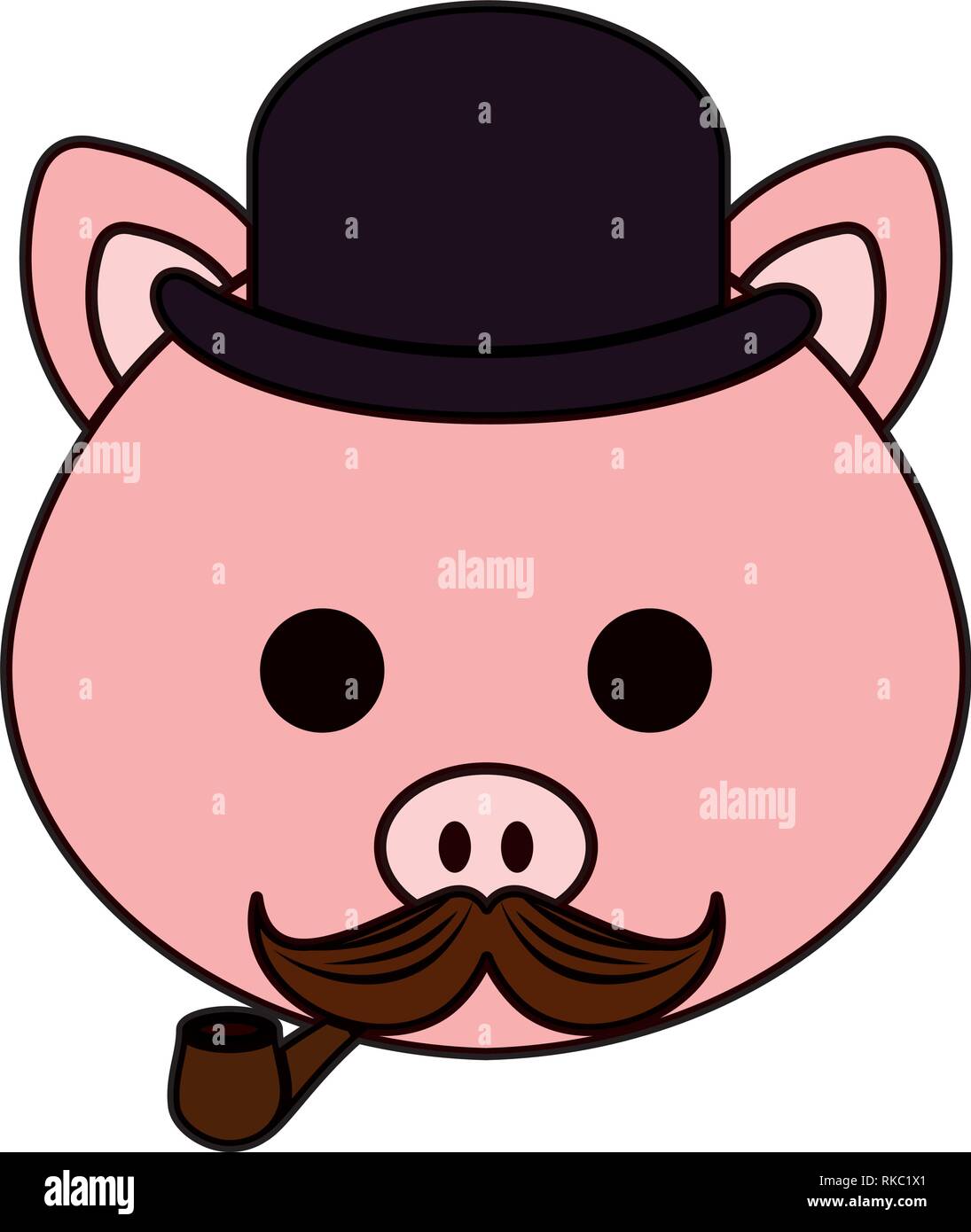 cute little pig character vector illustration design Stock Vector Image ...