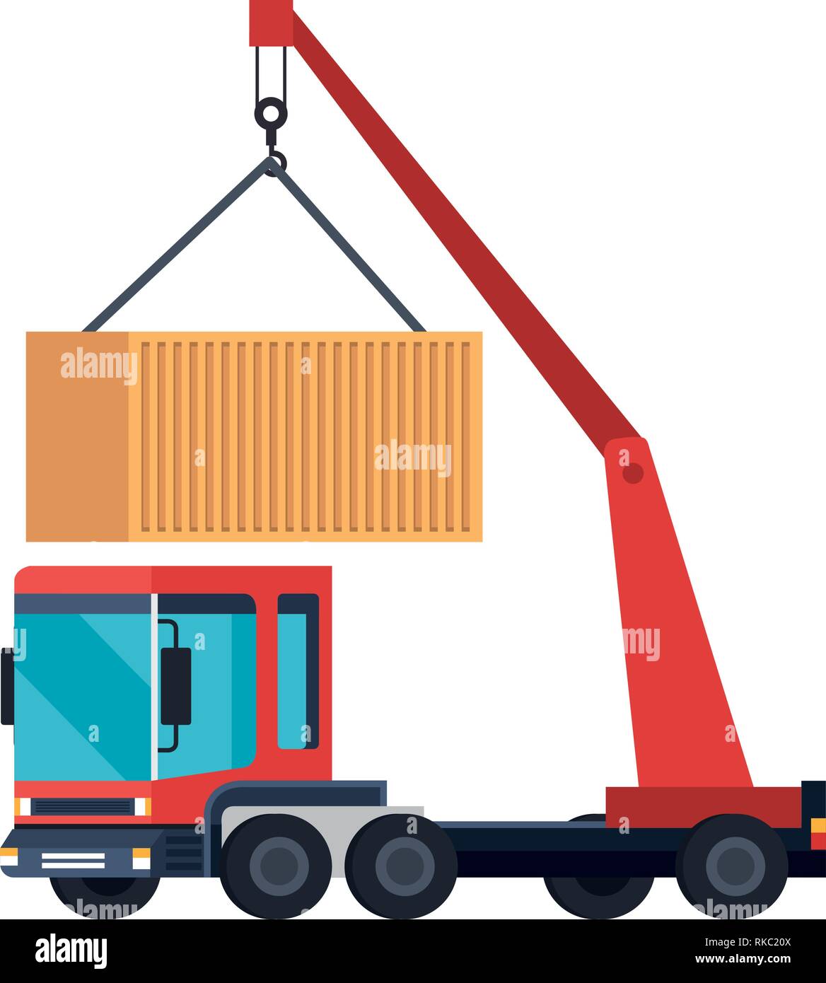 truck crane lifting container logistic service vector illustration ...