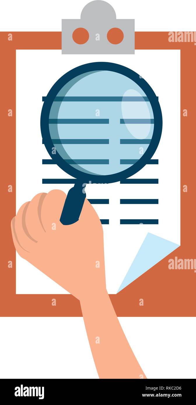clipboard with hand using magnifying glass vector illustration design ...