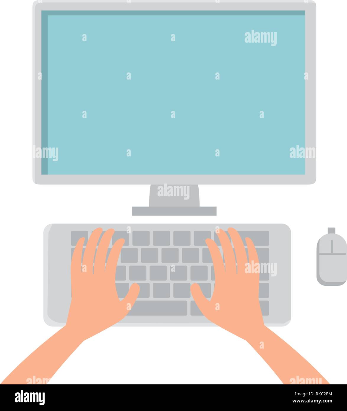 user hands with computer desktop vector illustration design Stock ...
