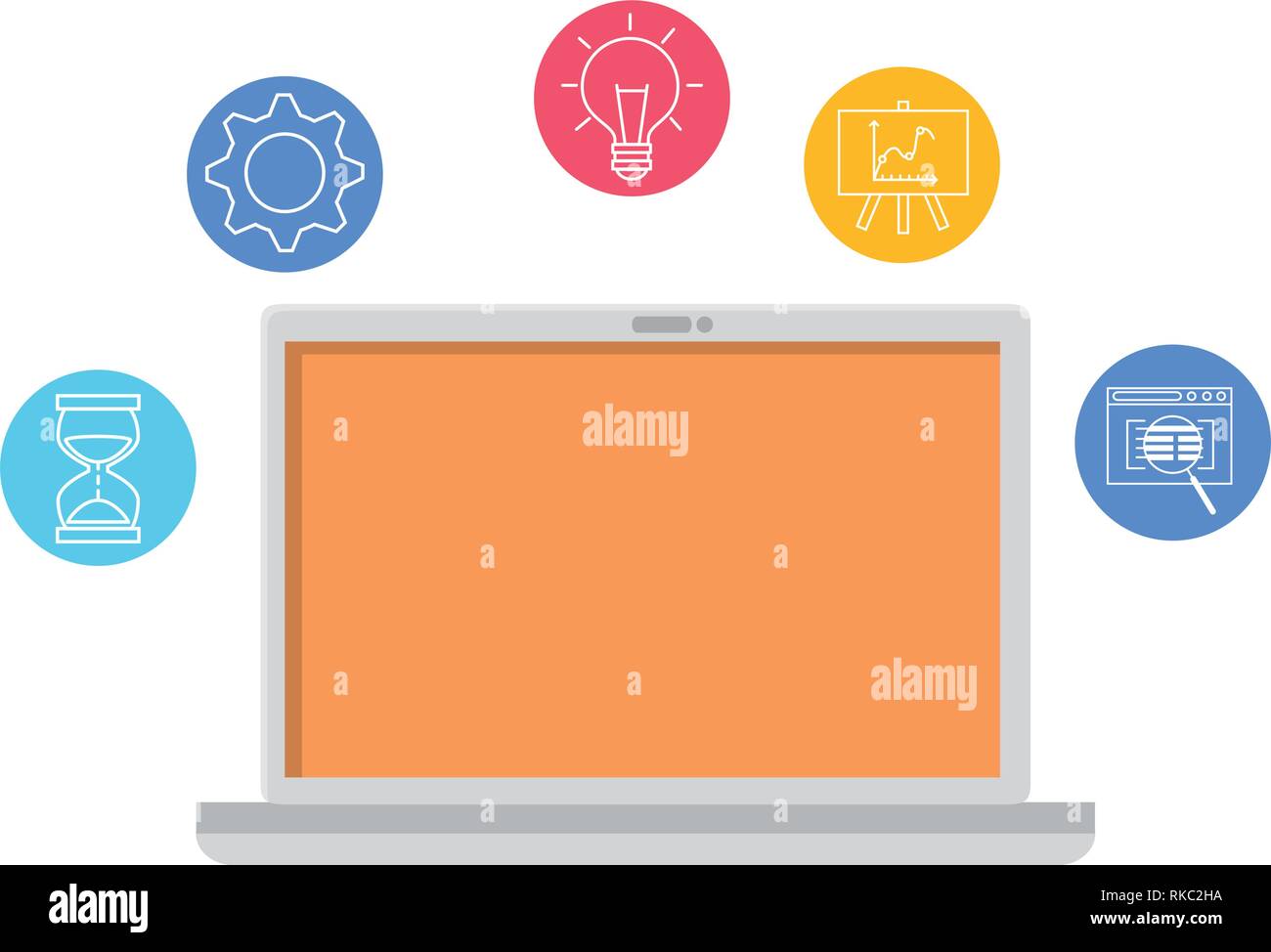 laptop with set business icons vector illustration design Stock Vector ...