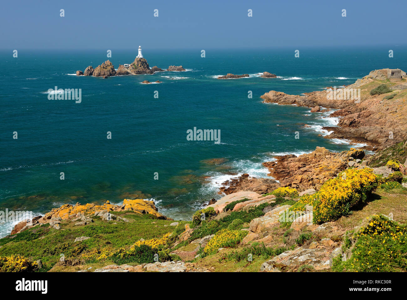 Corbiere lighthouse off the west coast of Jersey Stock Photo - Alamy