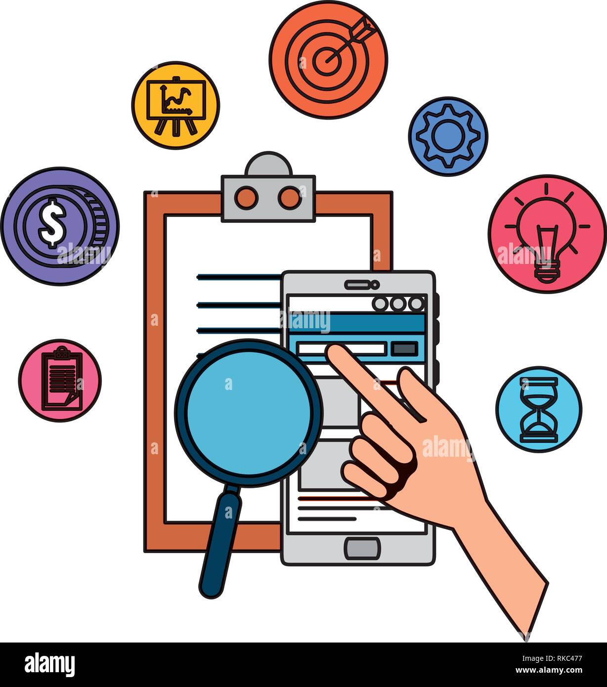 smartphone with checklist and business icons vector illustration design ...