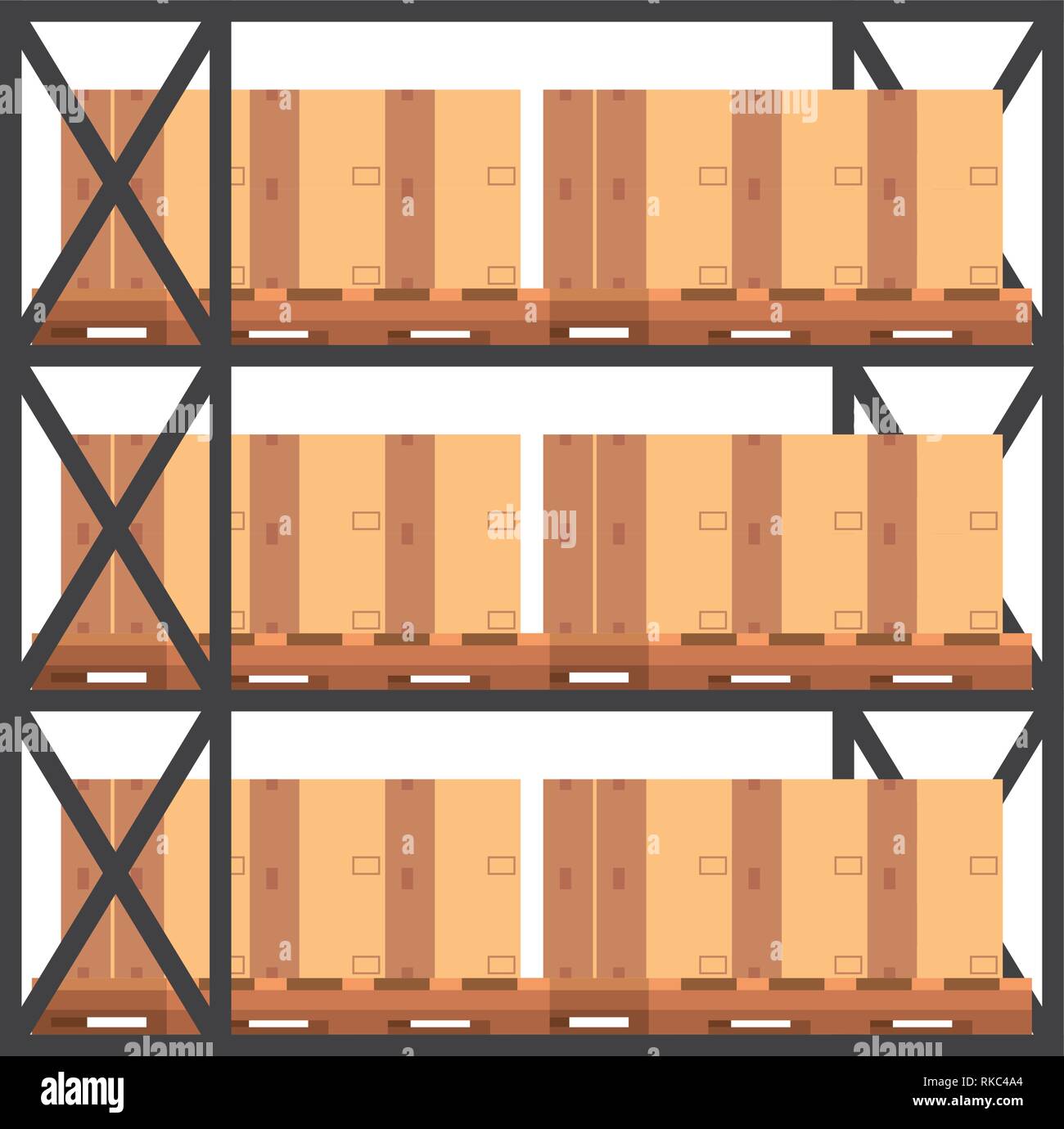 shelving with boxes carton logistic vector illustration design Stock ...