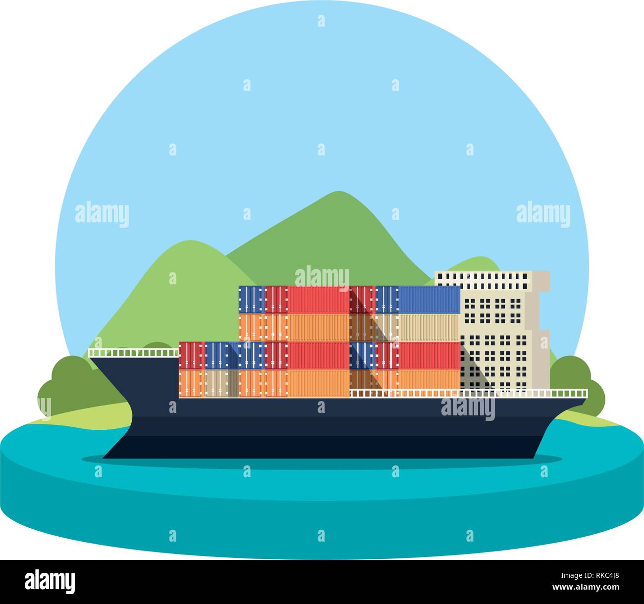ship with containers delivery service vector illustration design Stock ...