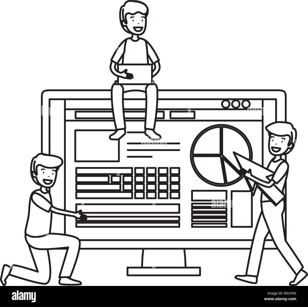 business people with computer desktop vector illustration design Stock ...