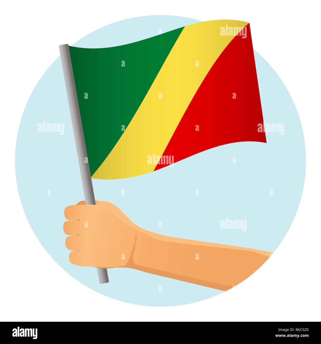 Congo flag in hand. Patriotic background. National flag of Congo ...