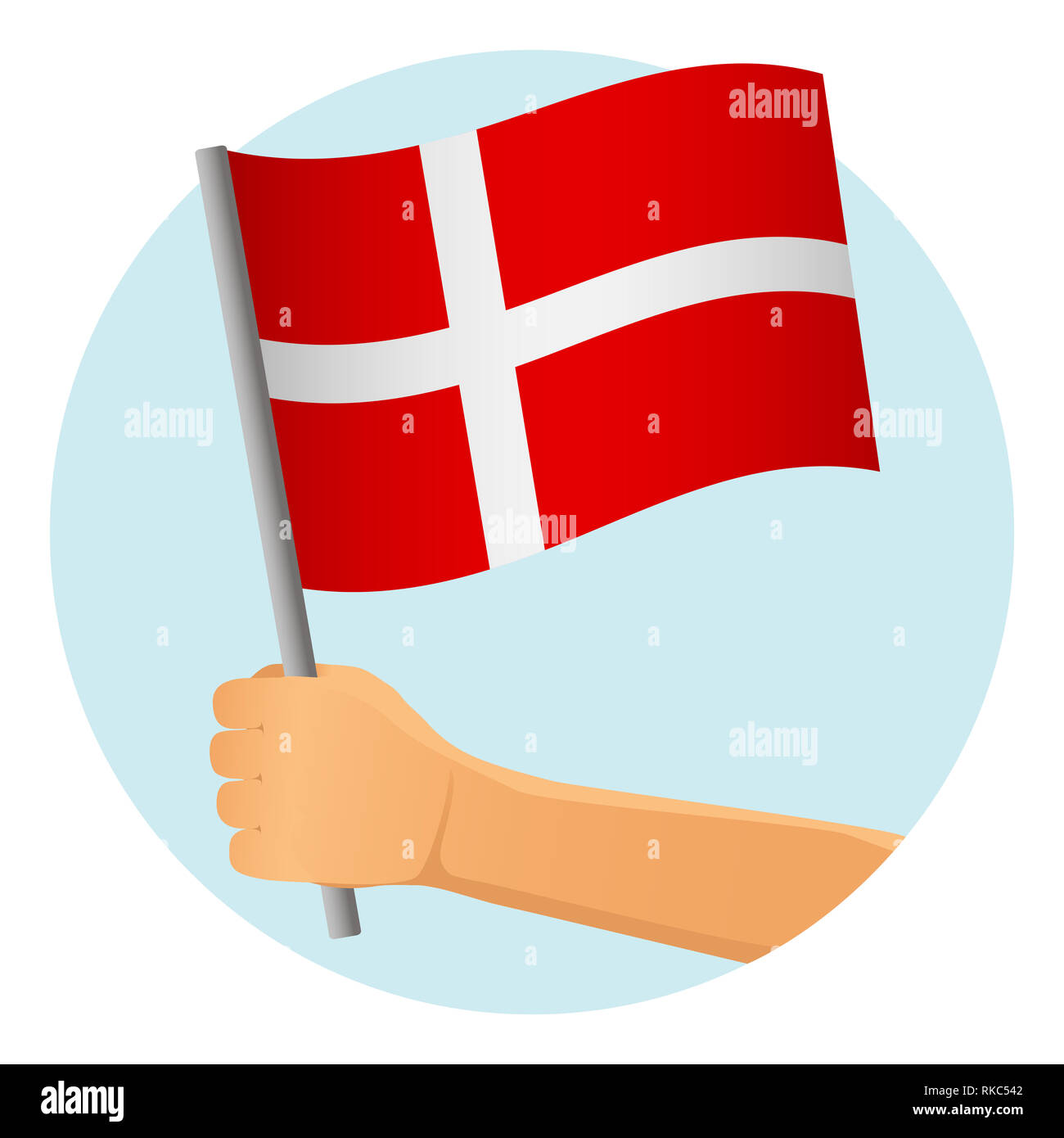 Denmark flag in hand. Patriotic background. National flag of Denmark ...