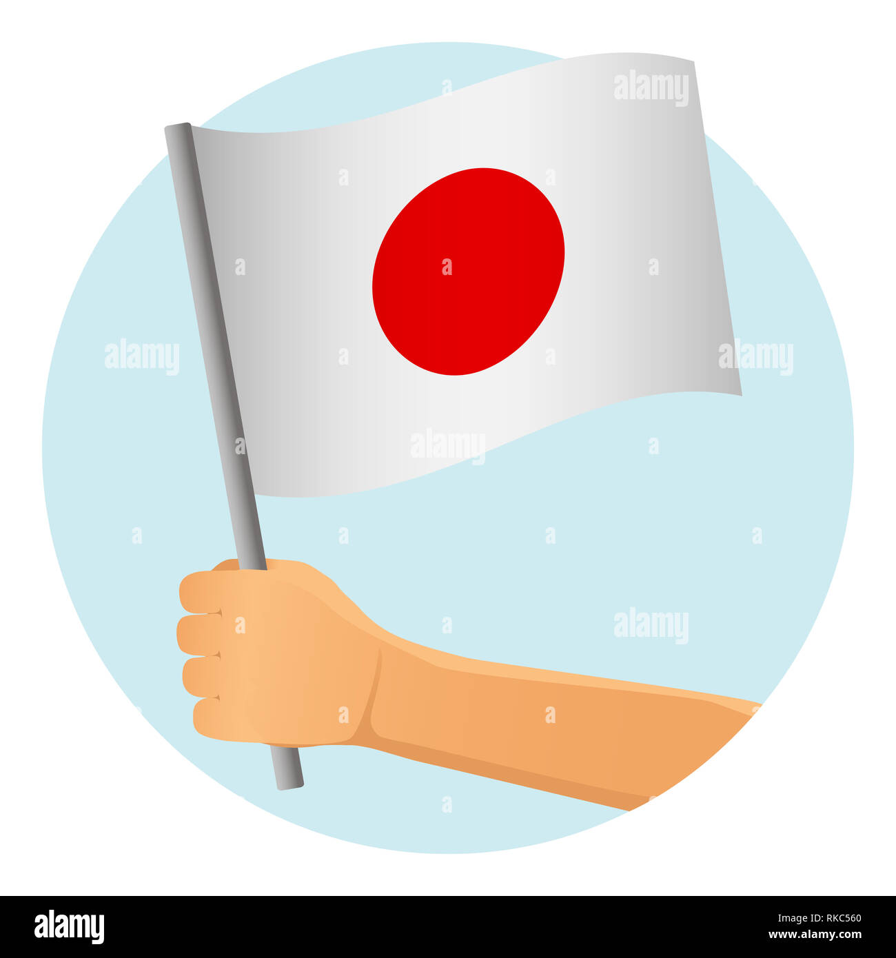 Japan flag in hand. Patriotic background. National flag of Japan ...