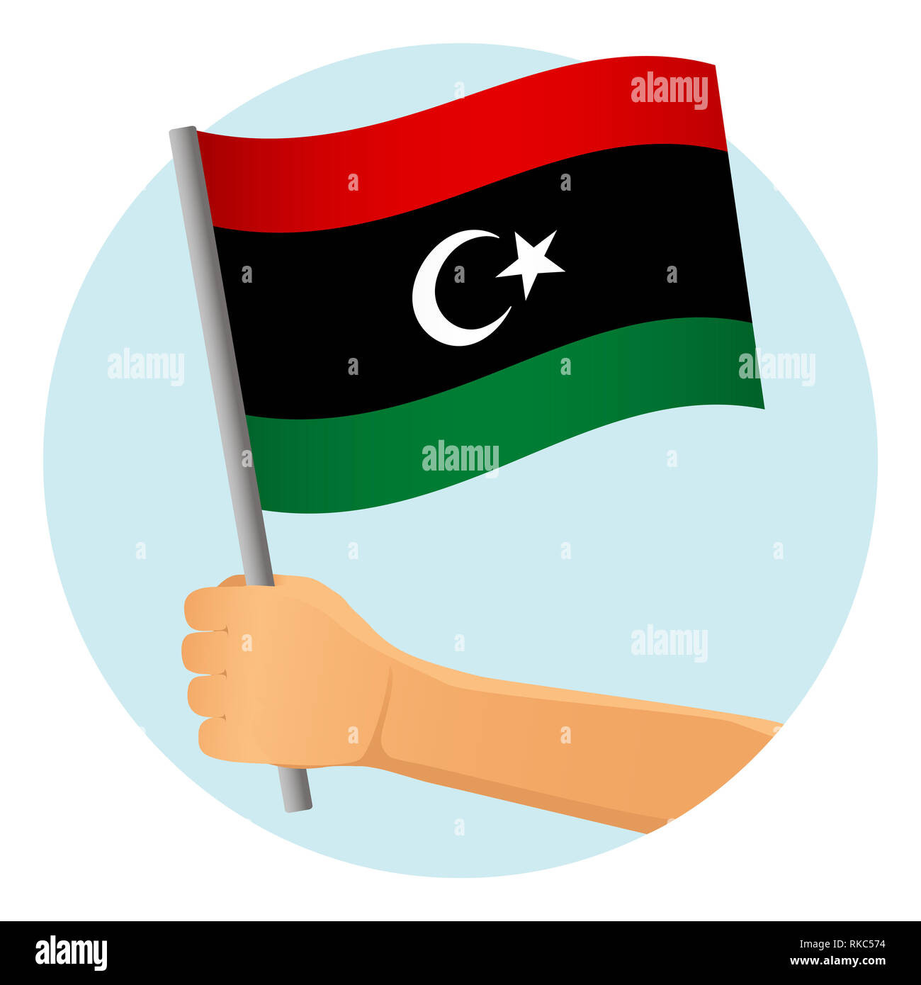 libya flag in hand. Patriotic background. National flag of libya ...