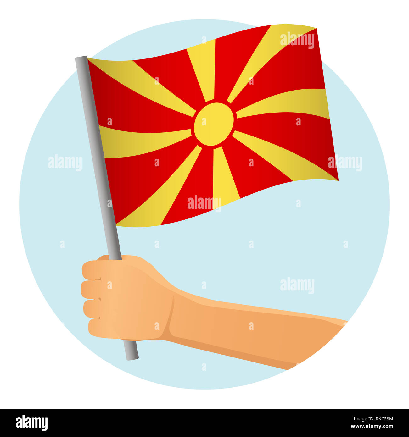 Macedonia flag in hand. Patriotic background. National flag of ...