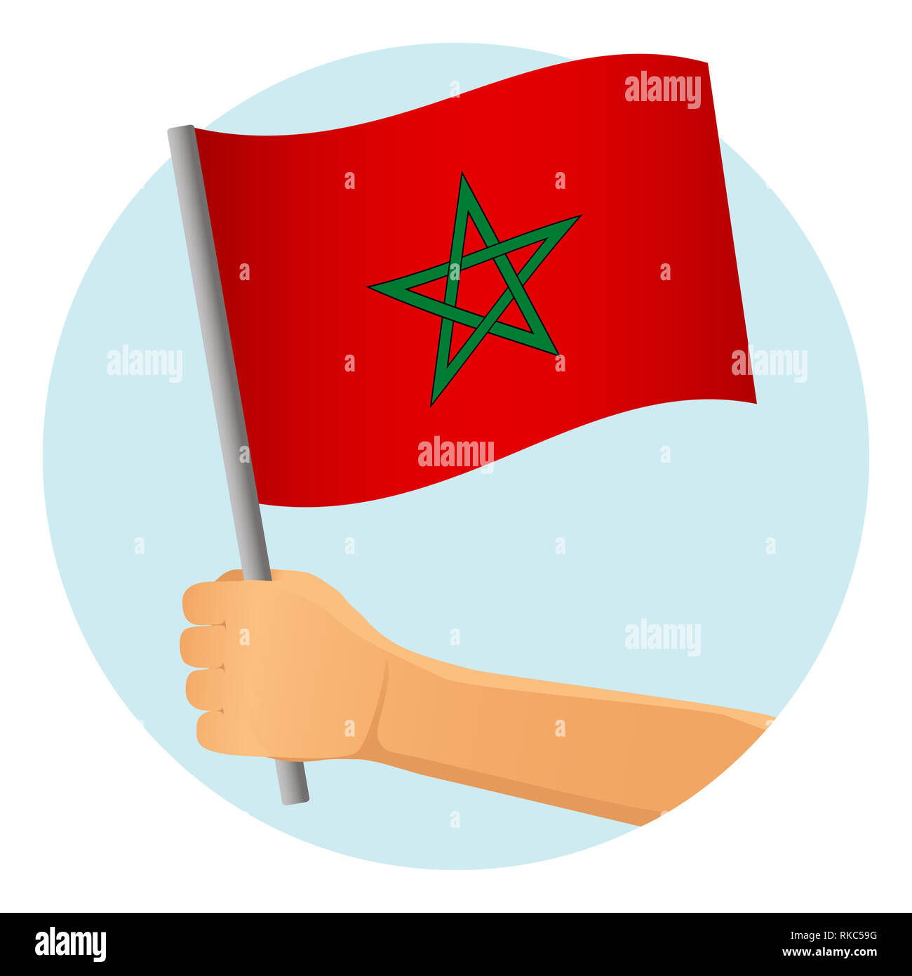 Morocco flag in hand. Patriotic background. National flag of Morocco ...