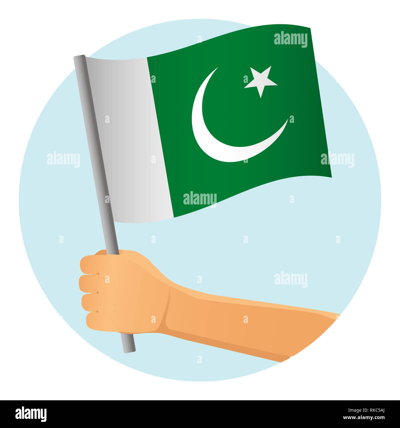 Pakistan flag in hand. Patriotic background. National flag of Pakistan ...