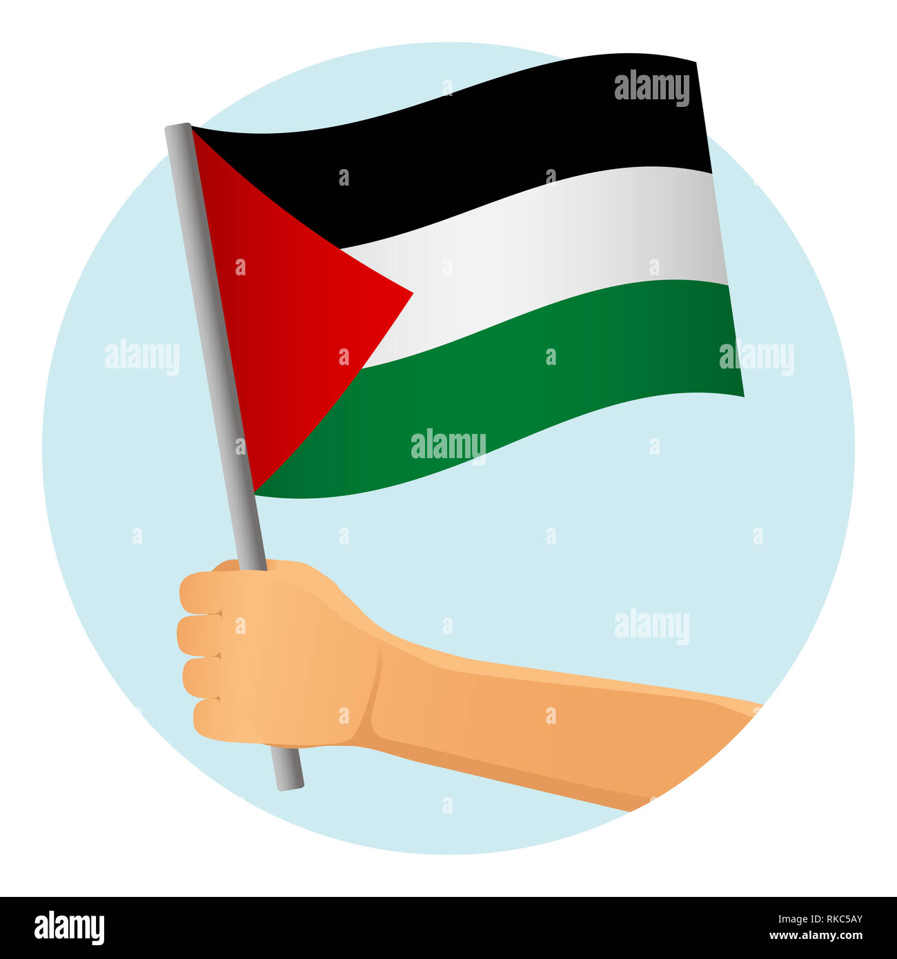 Palestine flag in hand. Patriotic background. National flag of ...