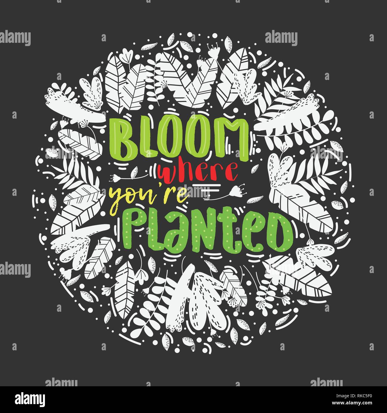 Vector lettering bloom where you are planted decor Stock Vector Image ...