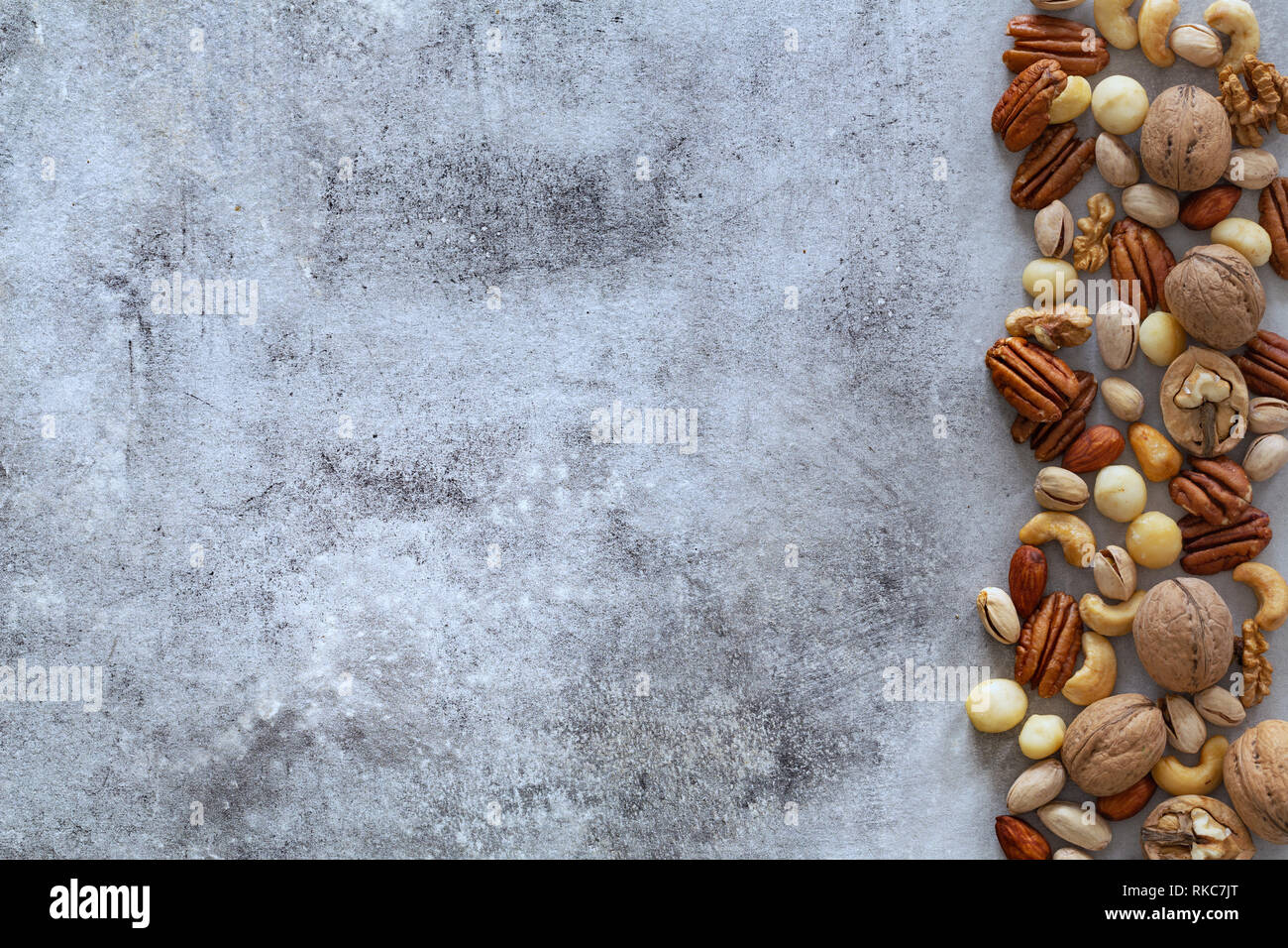 Nuts, different types, Free space for lettering Stock Photo - Alamy