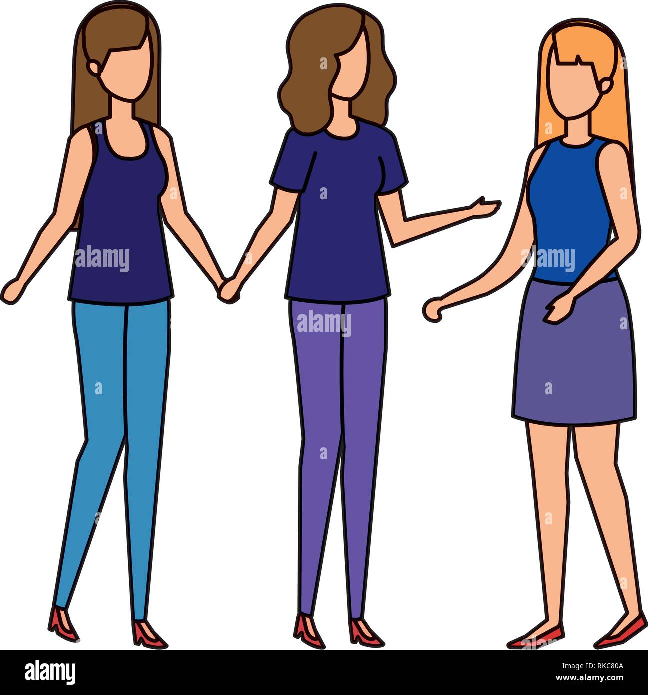 group of women avatars characters vector illustration design Stock ...