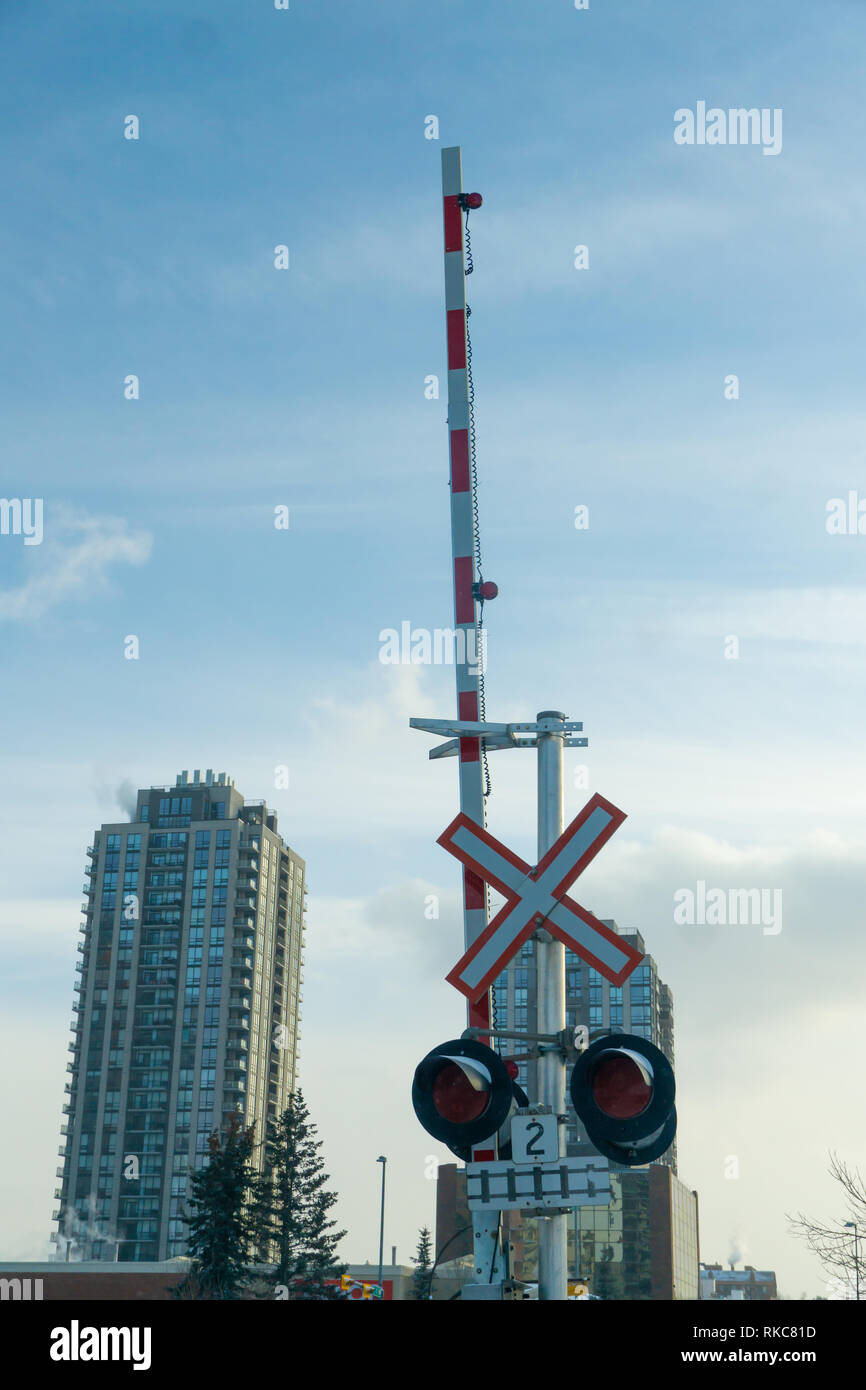 Railway train signal in downtown calgary Alberta Stock Photo - Alamy