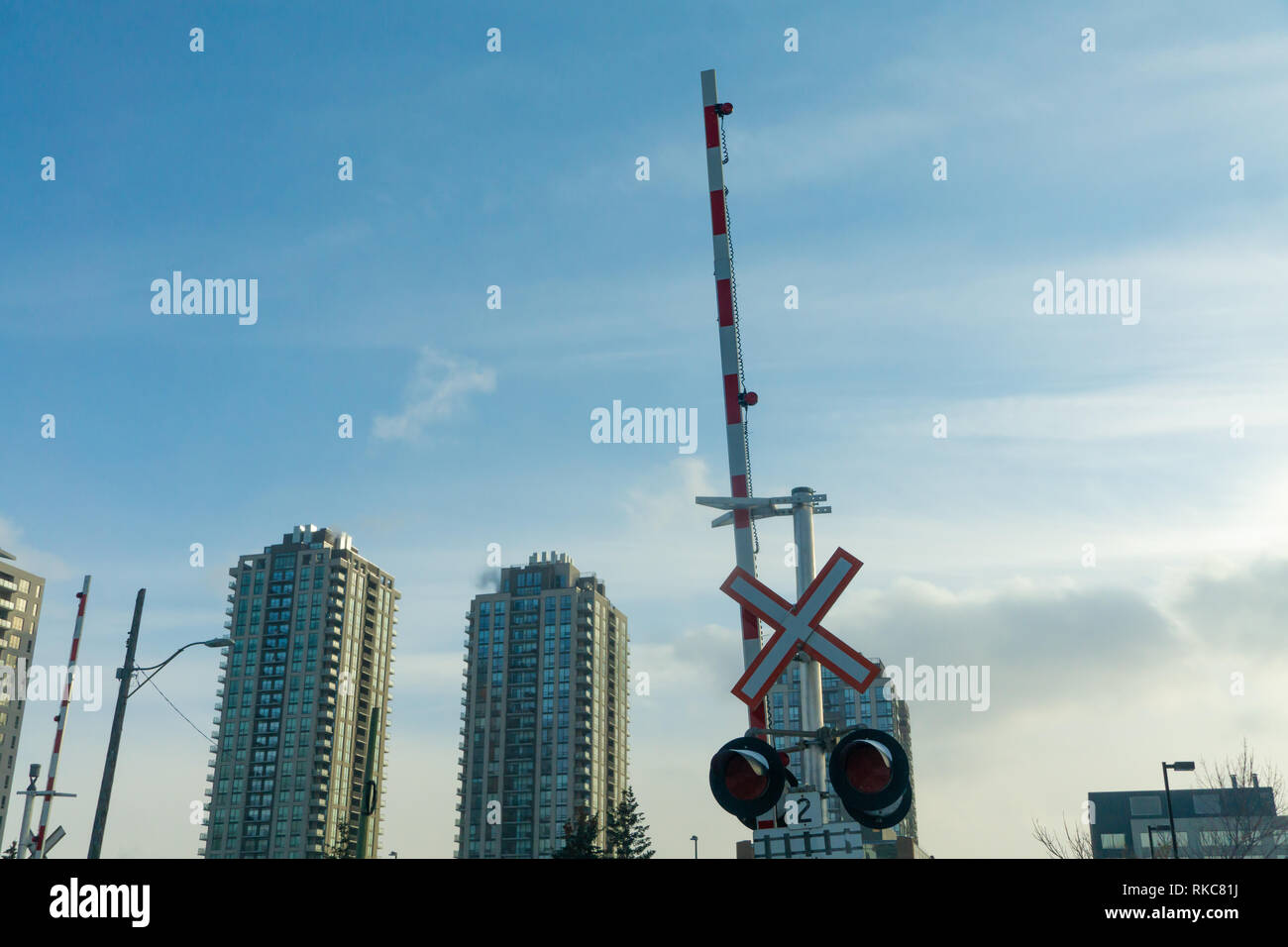 Railway train signal in downtown calgary Alberta Stock Photo - Alamy