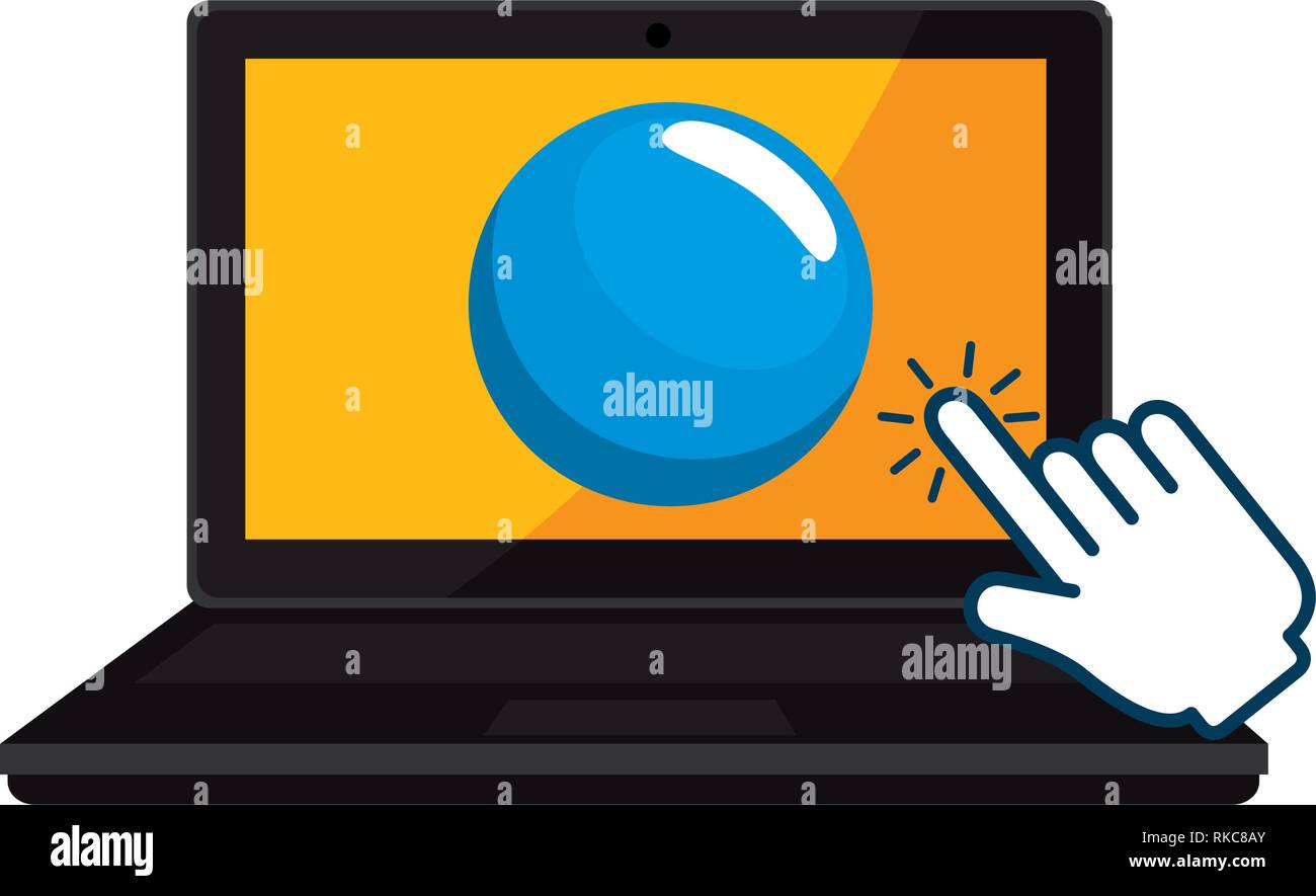 laptop with hand cursor vector illustration design Stock Vector Image ...