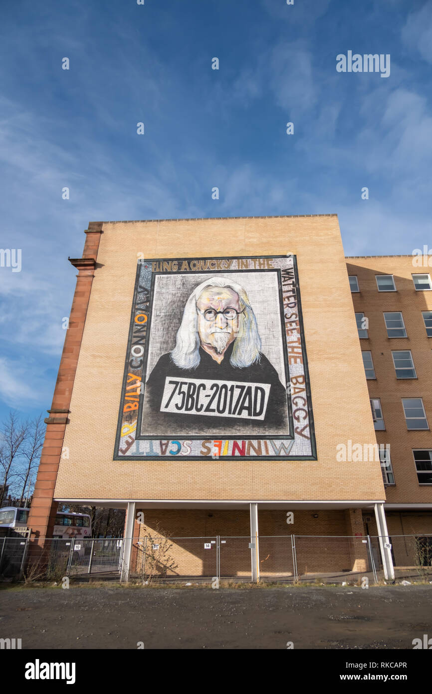 Glasgow, Scotland, UK. 10th February, 2019. The Billy Connolly Mural on ...