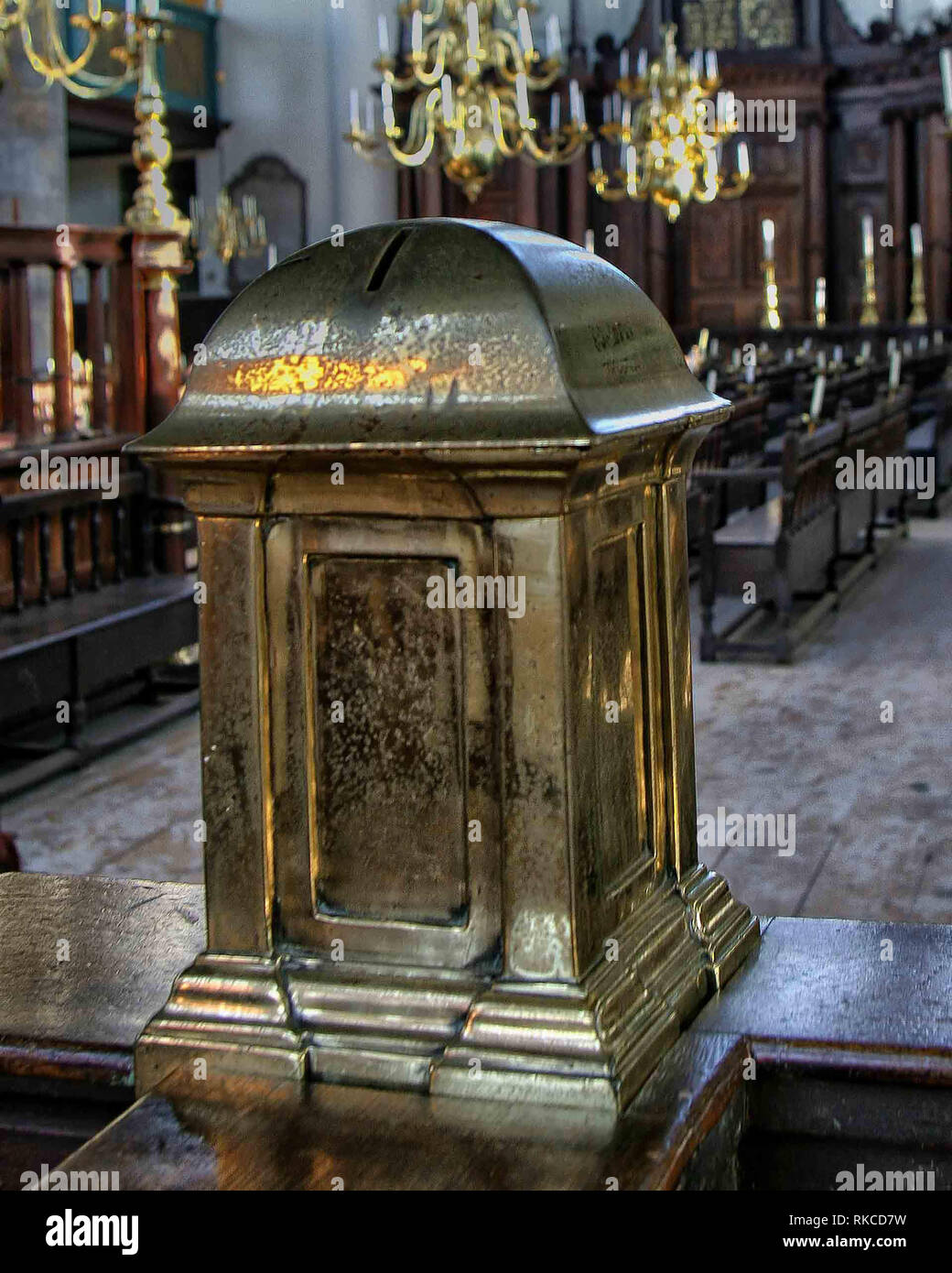 Amsterdam, The Netherlands. 10th Oct, 2005. An alms box for donations ...