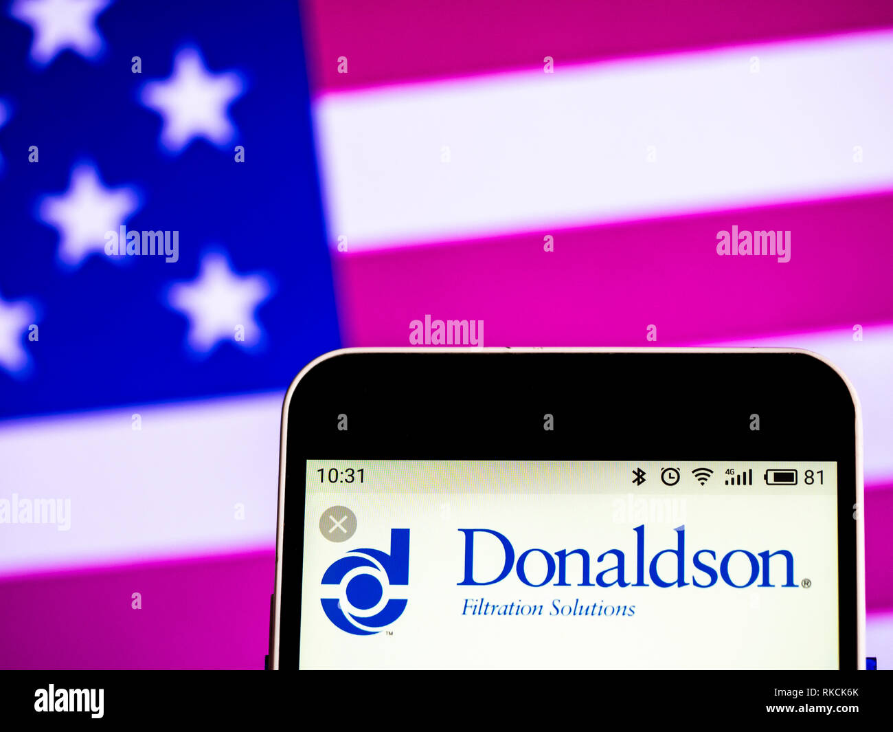 Donaldson Company Filtration company logo seen displayed on smart phone ...