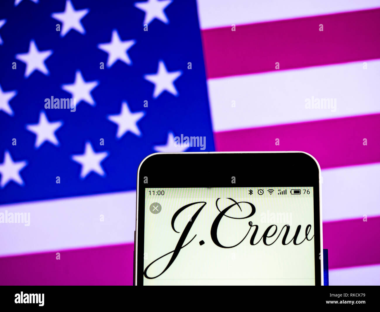 J.Crew Specialty retail company logo seen displayed on a smart phone ...