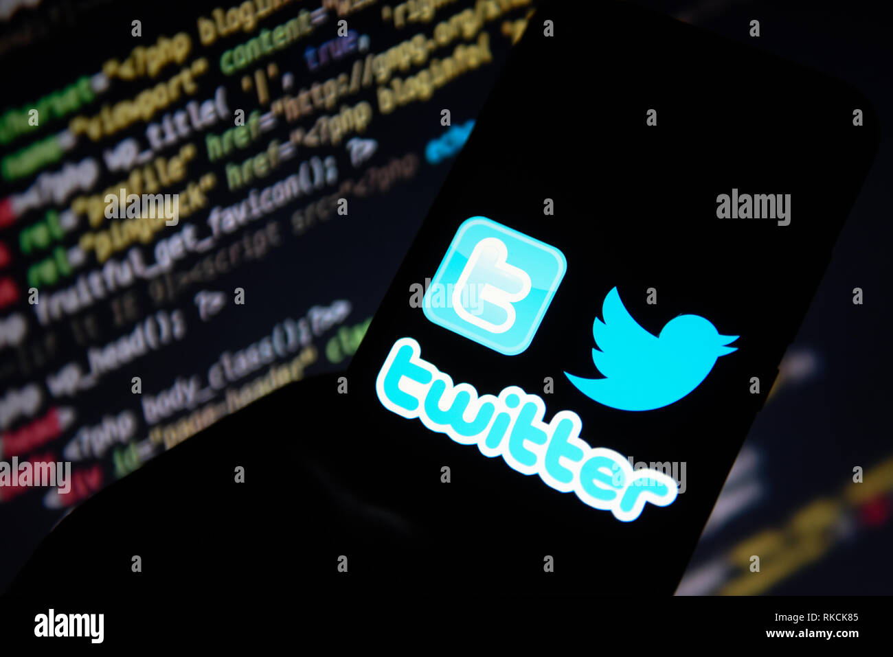 Twitter logos are seen on an android mobile phone Stock Photo - Alamy