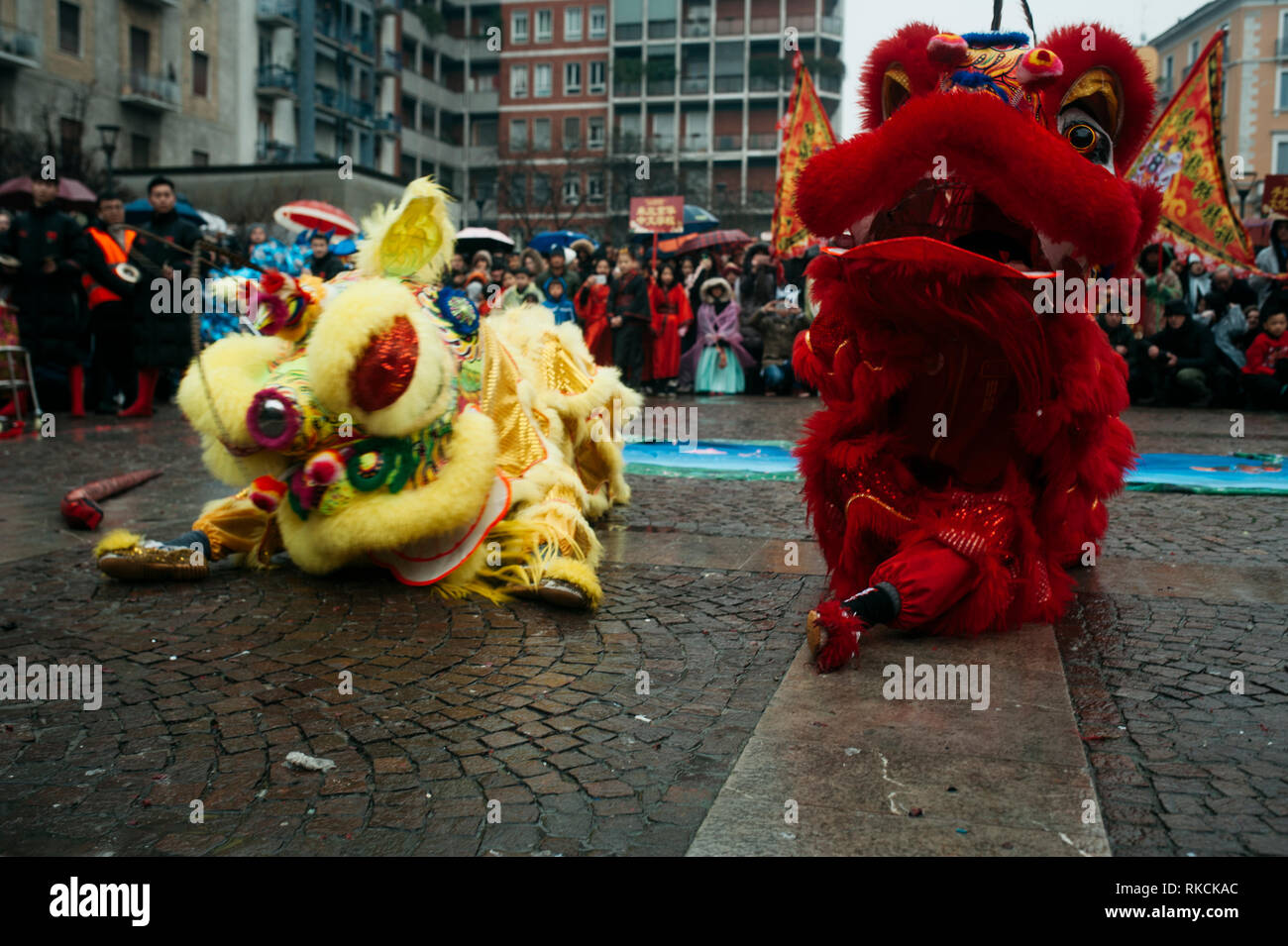 Dragon puppets are seen performing the traditional dance during the ...