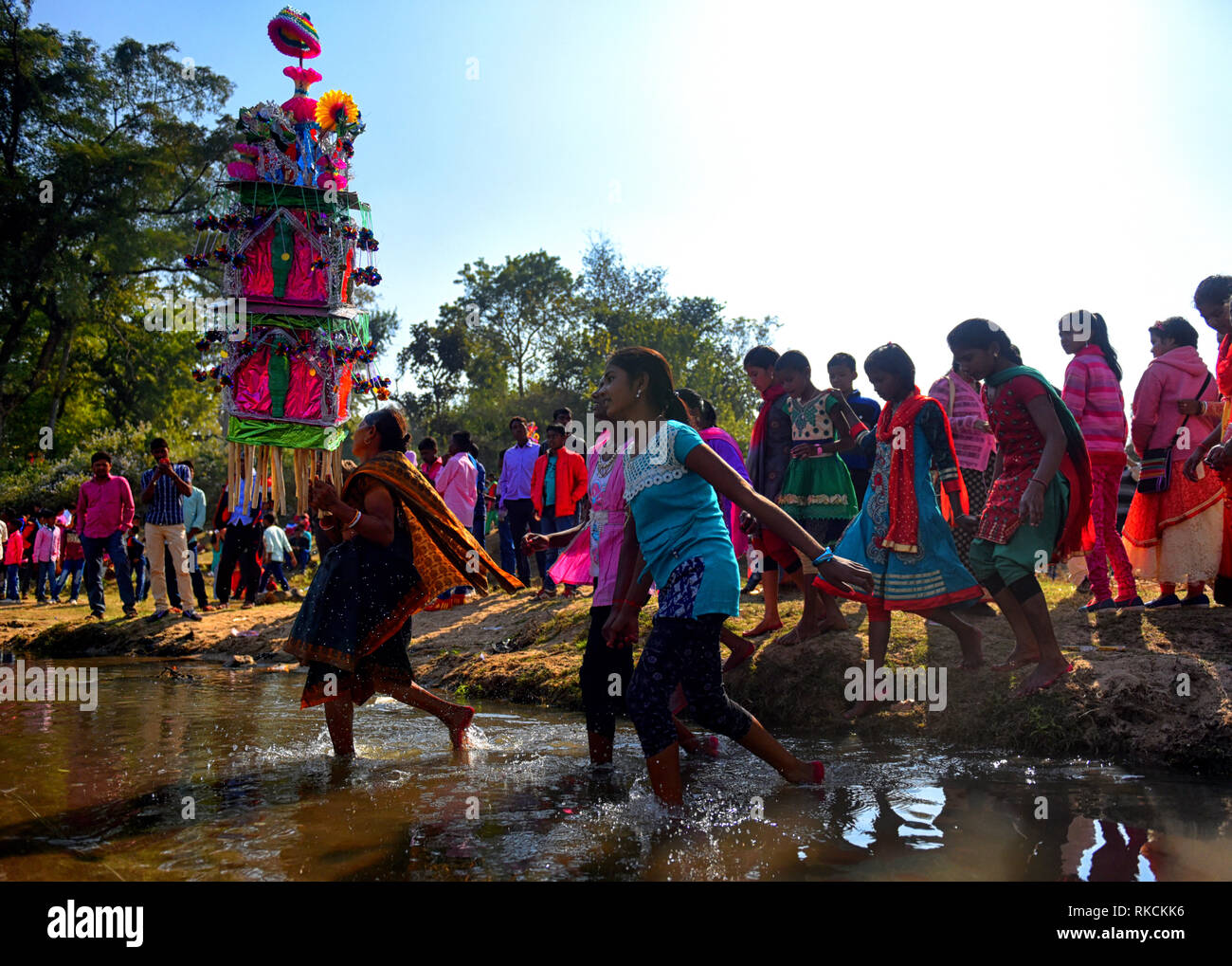A young lady seen carrying the Chowdal during the festival. People from ...