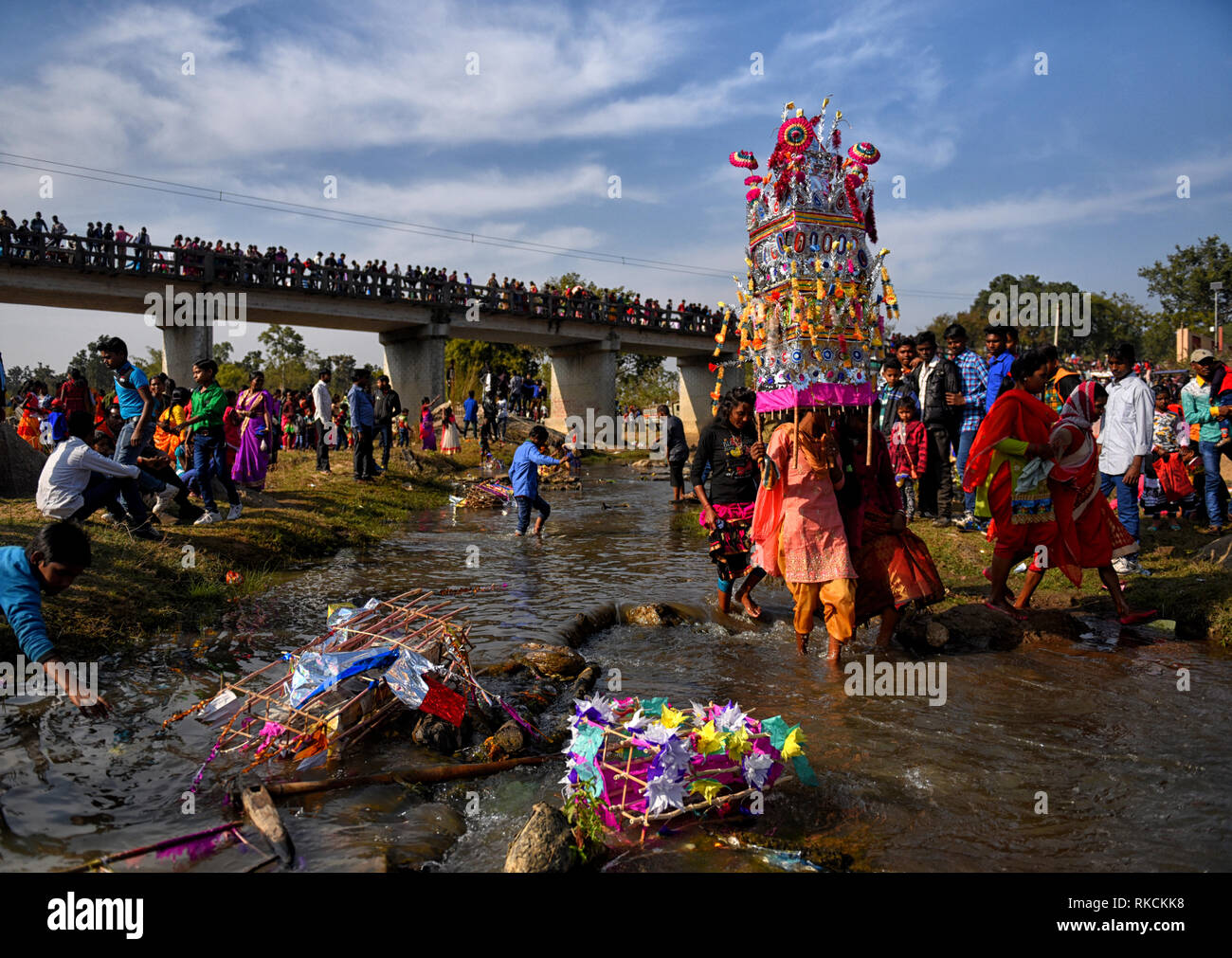 A young lady seen carrying the Chowdal during the festival. People from ...