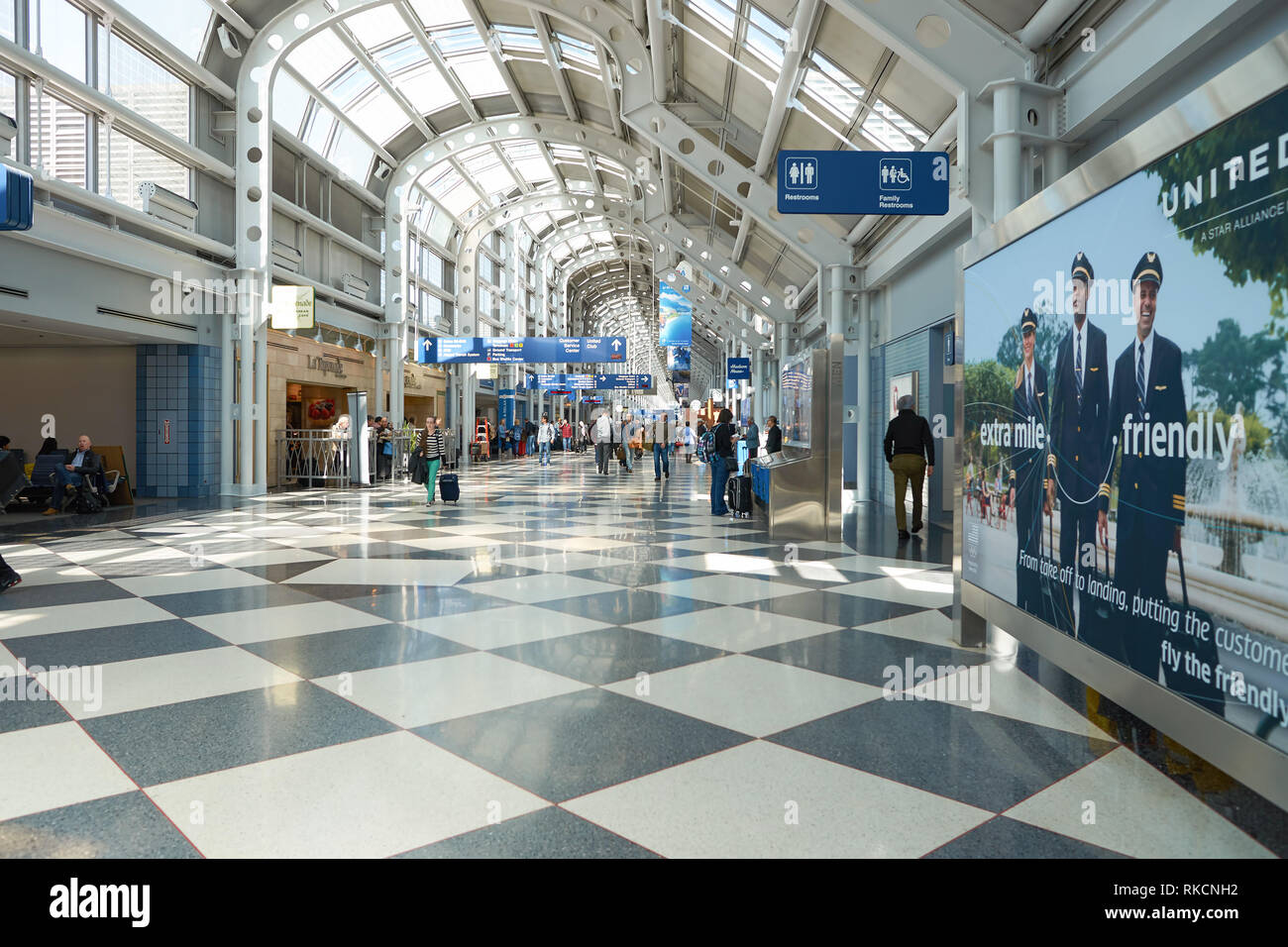 CHICAGO - APRIL 05, 2016: inside of O'Hare International Airport. O ...