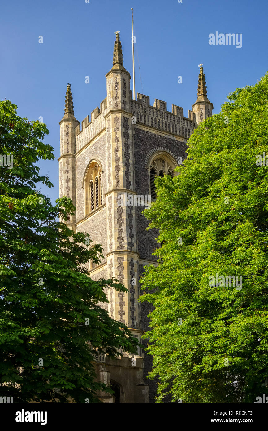 DEDHAM ESSEX, UK - JUNE 13, 2018: Exterior view of the Tower of St ...