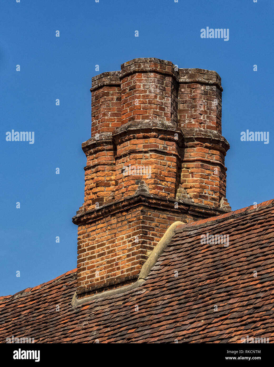 NORWICH, NORFOLK, UK - JUNE 13, 2018: Ornate Chimney Stack on Medieval ...